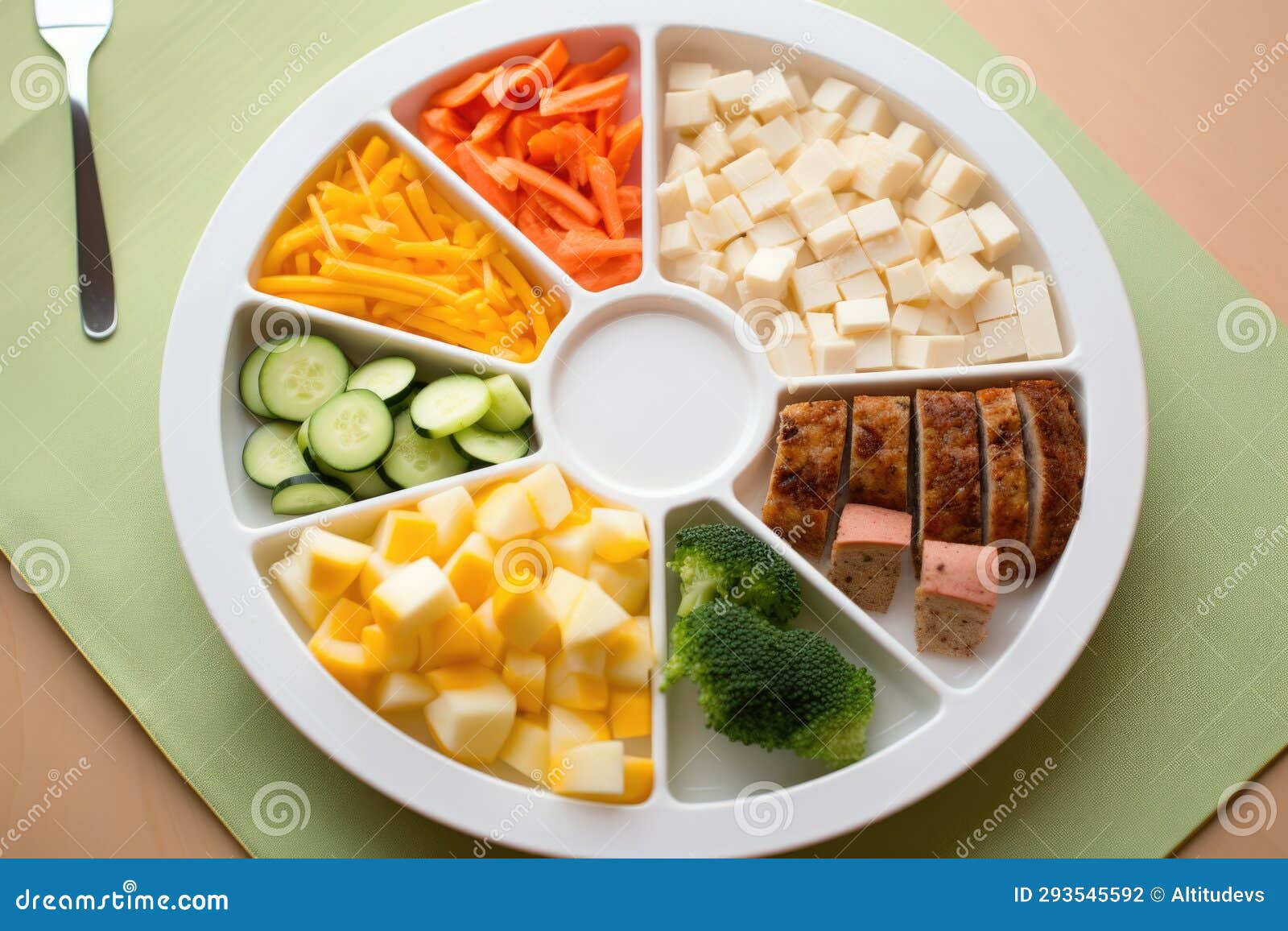 A Sectioned Plate Illustrating Portion Control in Meals Stock Photo ...