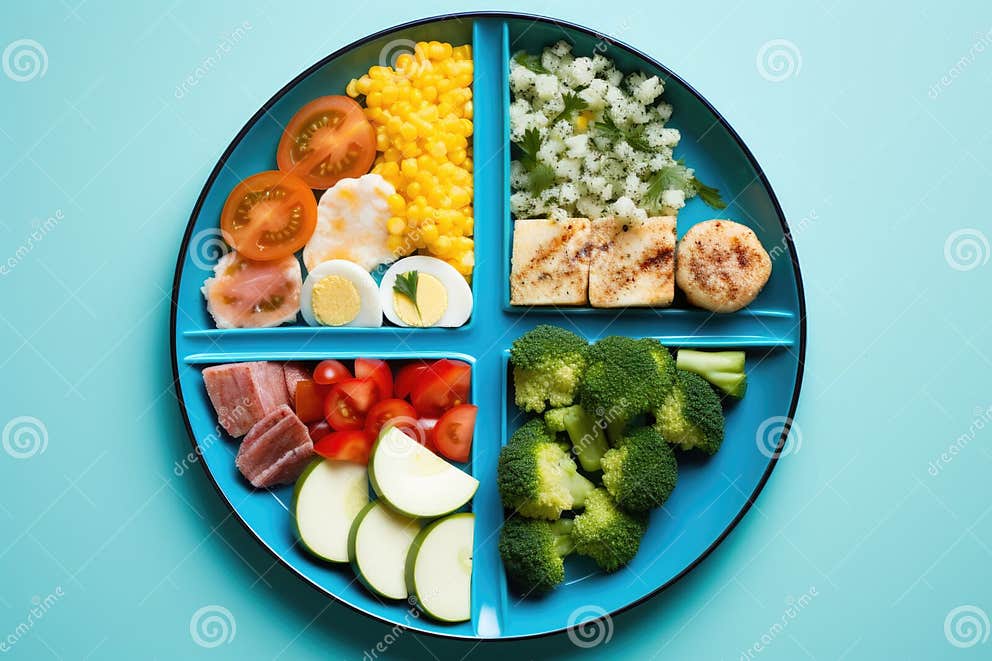 A Sectioned Plate Illustrating Portion Control in Meals Stock Photo ...
