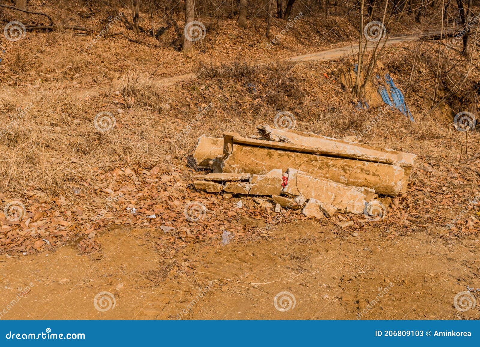 Sections of Broken Culvert Laying on Ground Stock Image - Image of ...