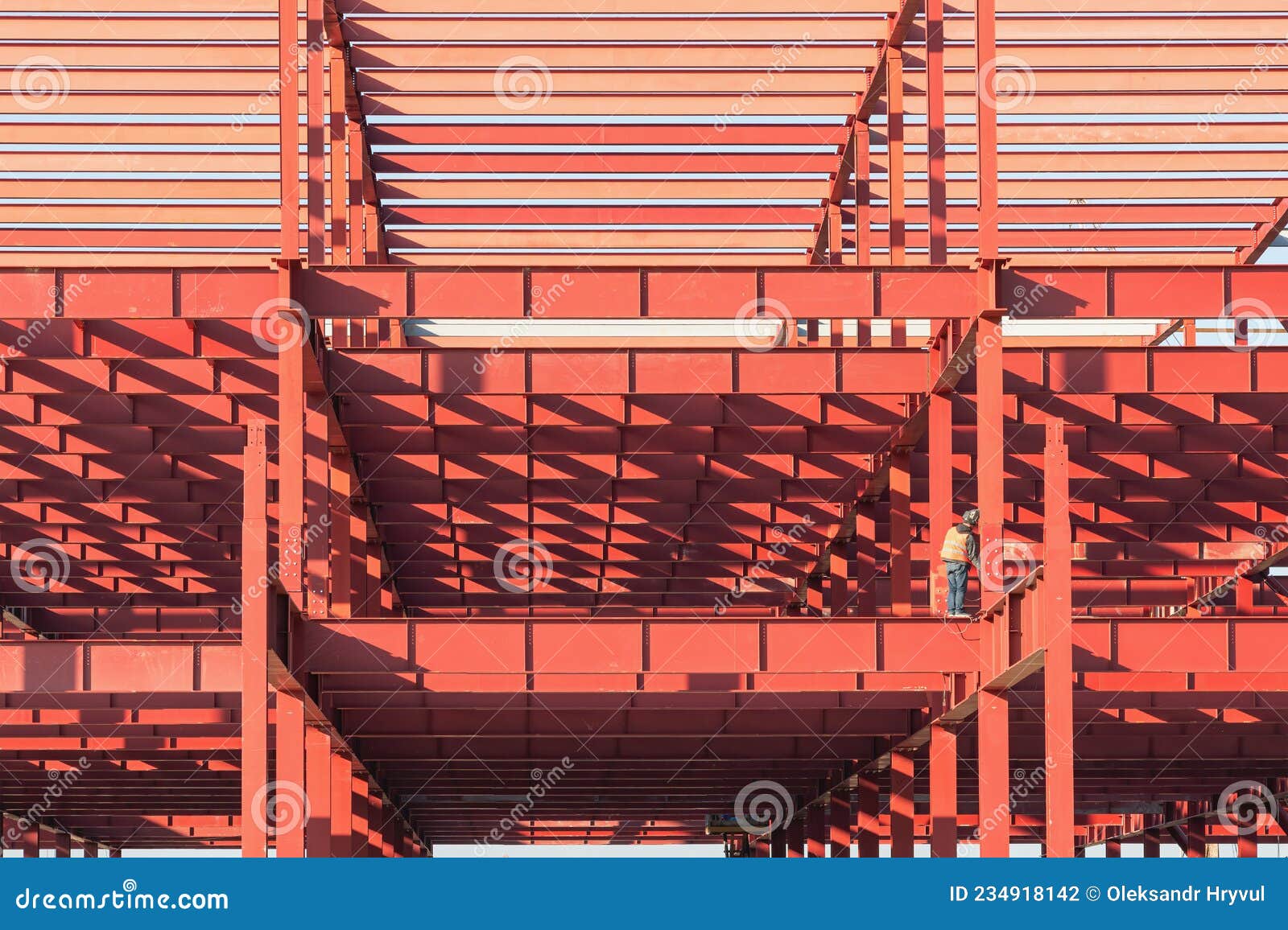 Sections of Steel Frame Structure. Metal Construction for Building ...