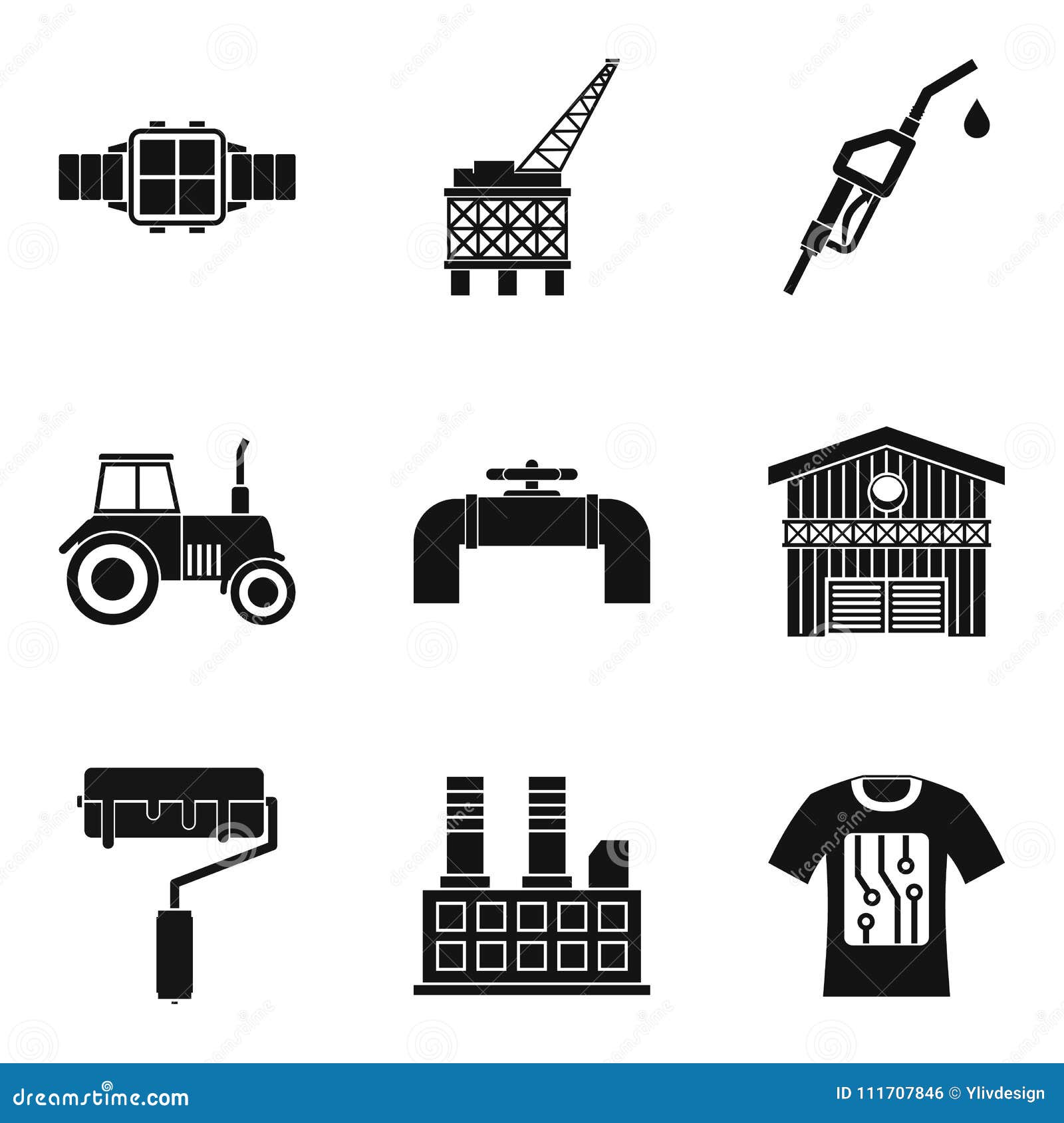 Sector Icons Set, Simple Style Stock Vector - Illustration of machine ...