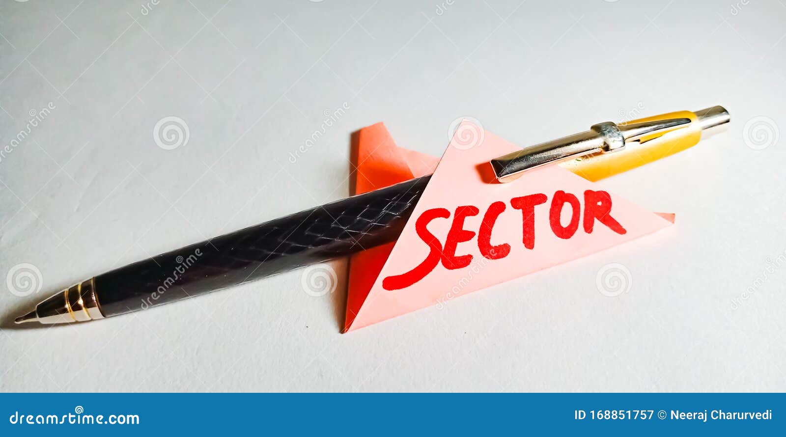 Sector Text Displayed on Red Colour Text with Pen on White Background ...