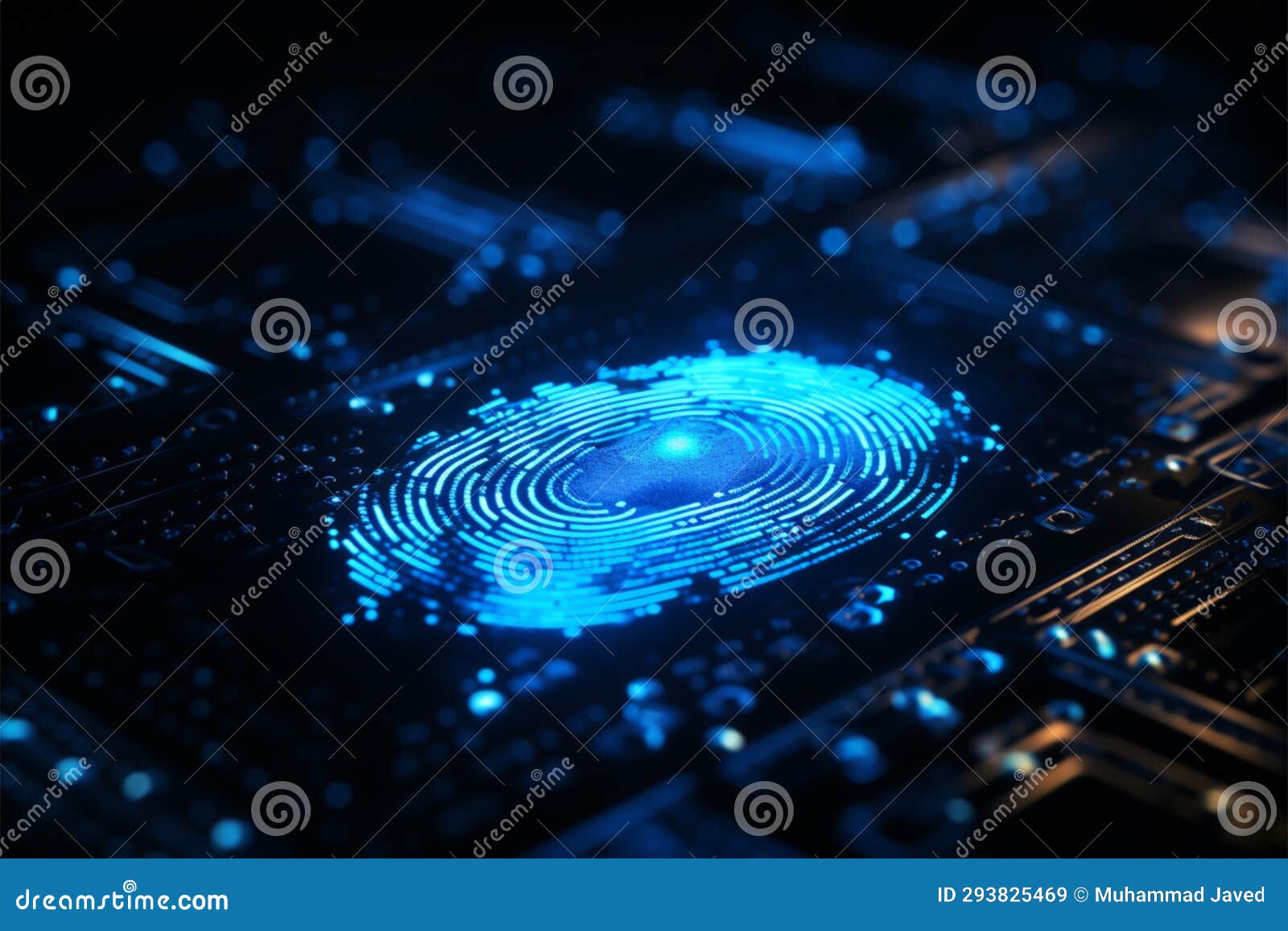 Secure Access Fingerprint Scan, Binary Code, Deep Blue Background Stock Illustration ...