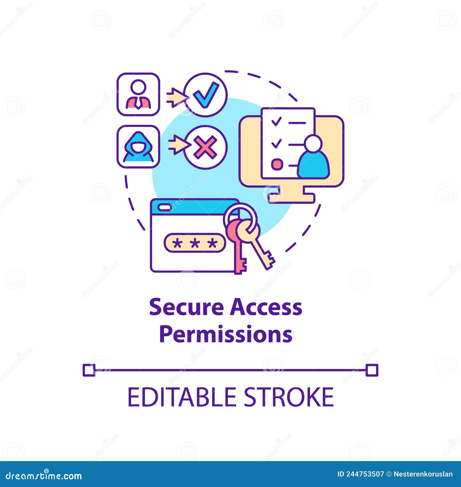 Secure Access Permissions Concept Icon Stock Vector - Illustration of ...