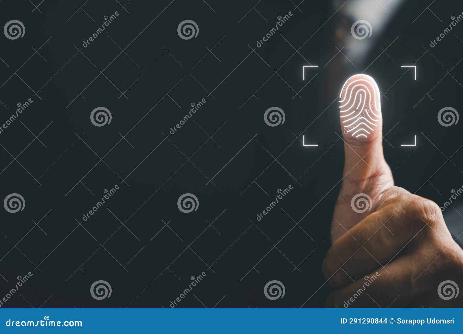 Secure Access with a Thumbs Up and Virtual Fingerprint Scan Stock Photo ...