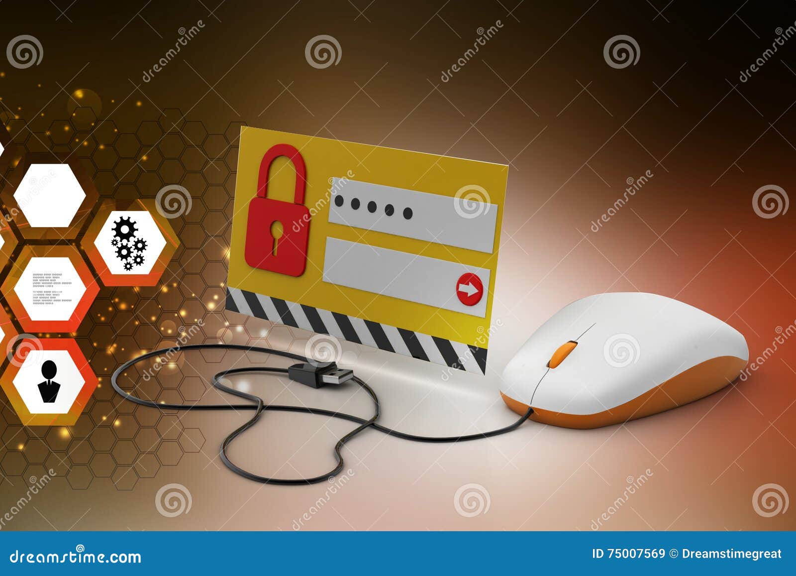Secure Account Login Concept Stock Illustration - Illustration of mouse ...