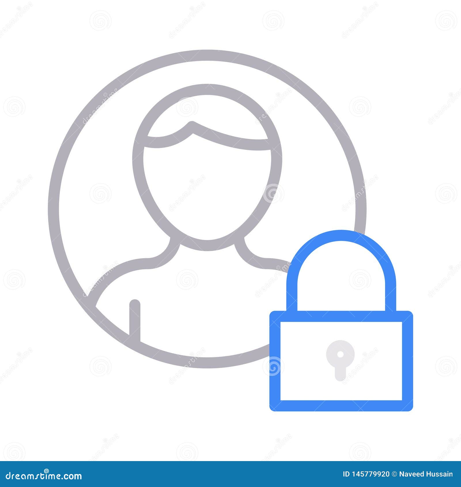 Secure Account Thin Color Line Vector Icon Stock Vector - Illustration ...