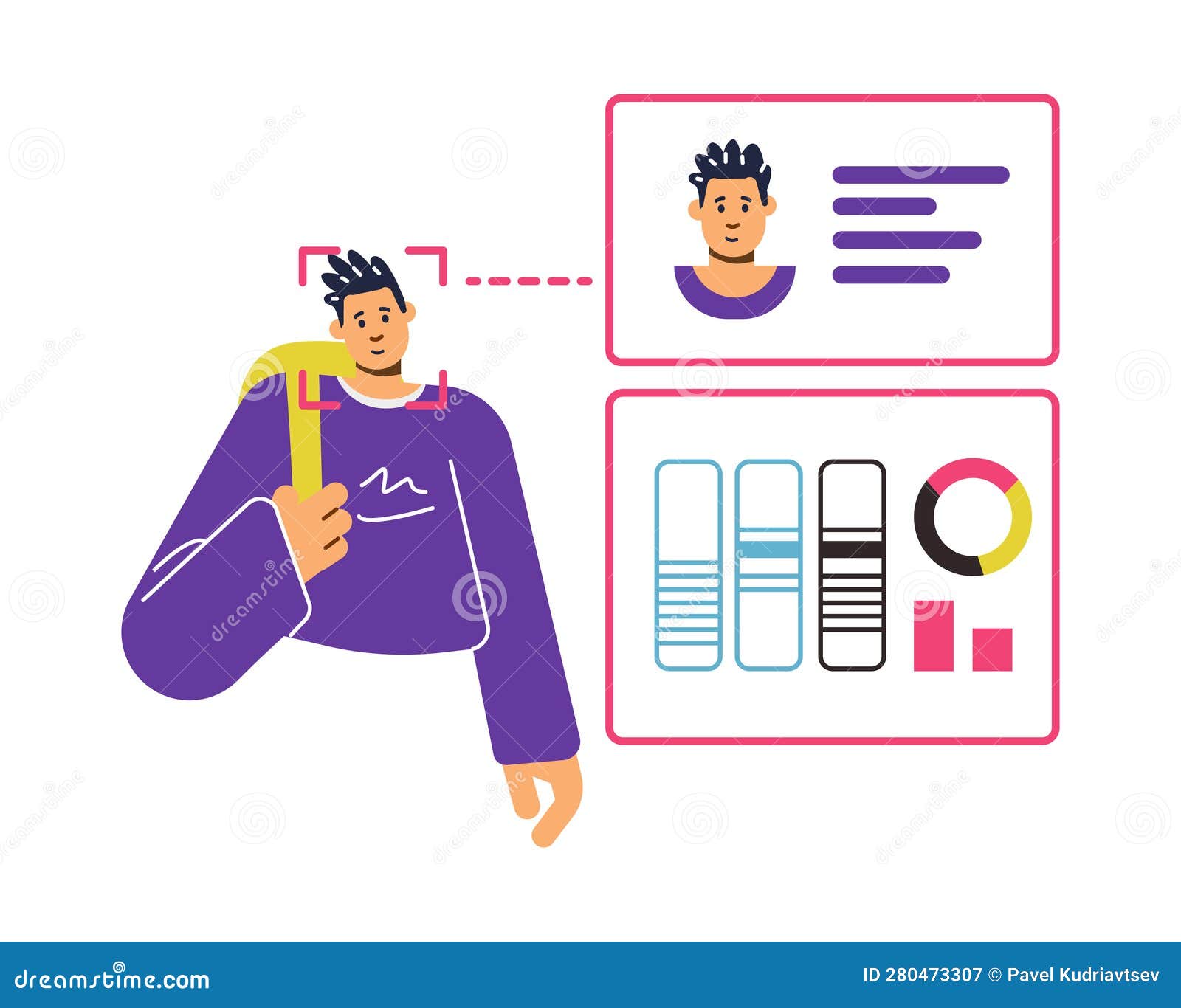 Account Verification Illustration. People Holding ID Cards. Vector ...