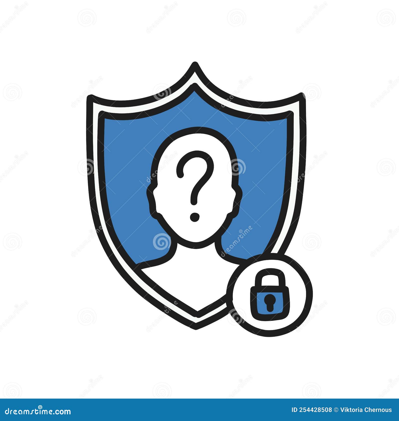 Secure Anonymity Doodle Icon, Vector Color Line Illustration Stock ...