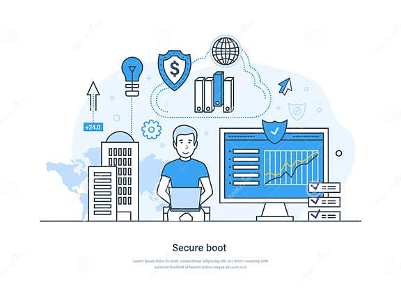 Secure Boot Security Standard To Operating System Control Stock Vector - Illustration of cyber ...