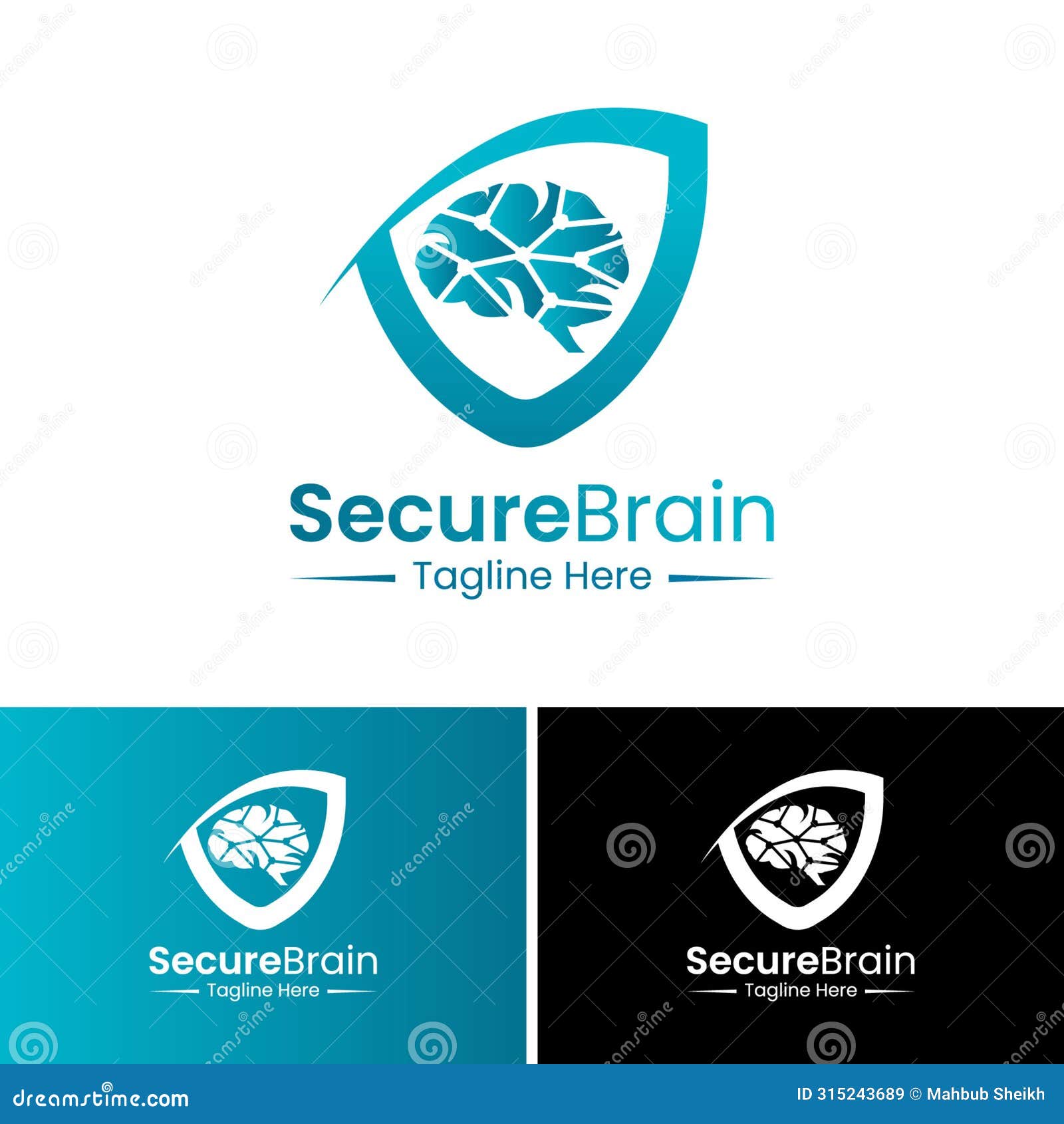Secure Brain Logo Design Template. Stock Vector - Illustration of ...