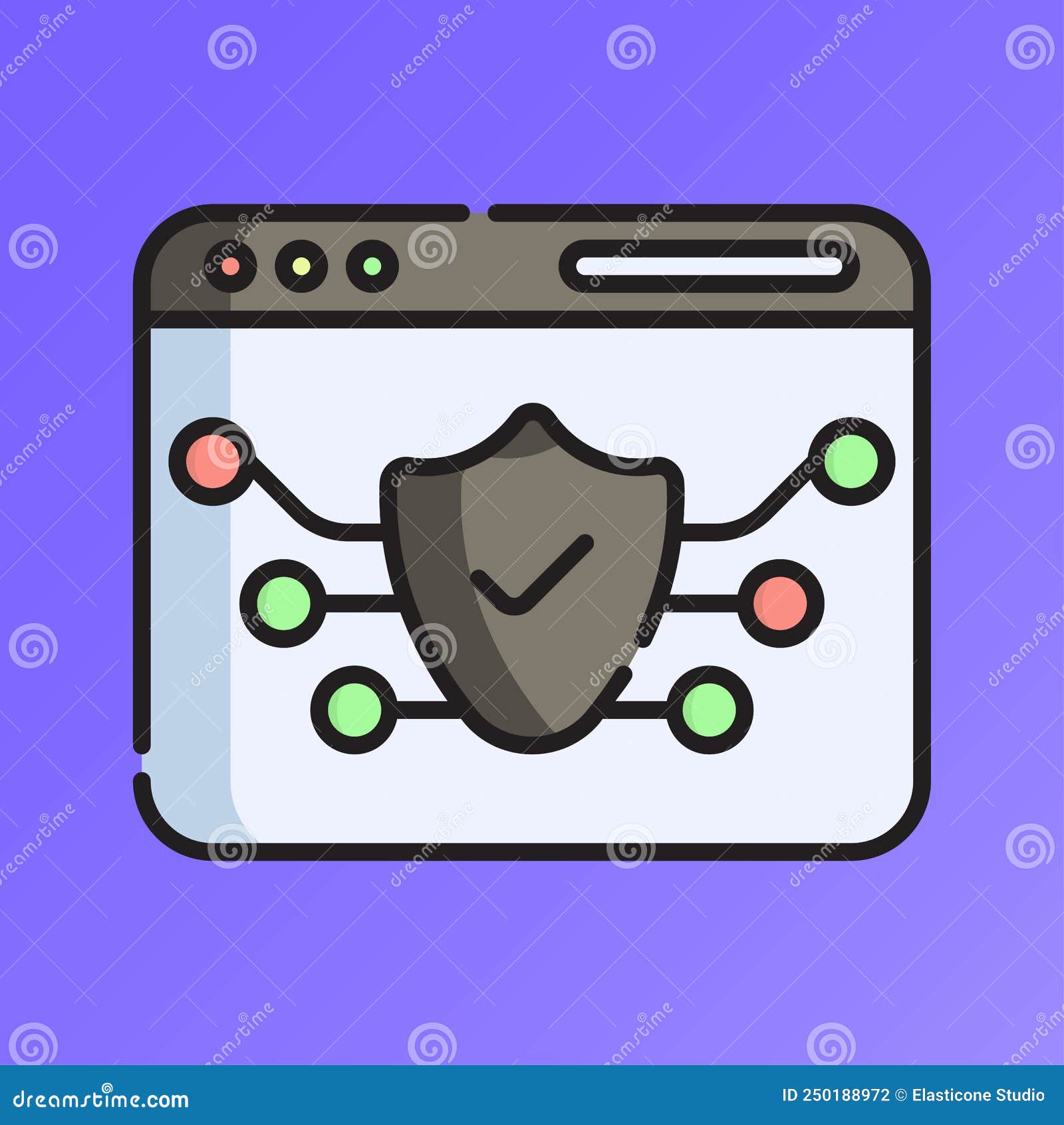 Secure Browser Icon Vector Illustration. Flat Outline Cartoon. Cyber ...