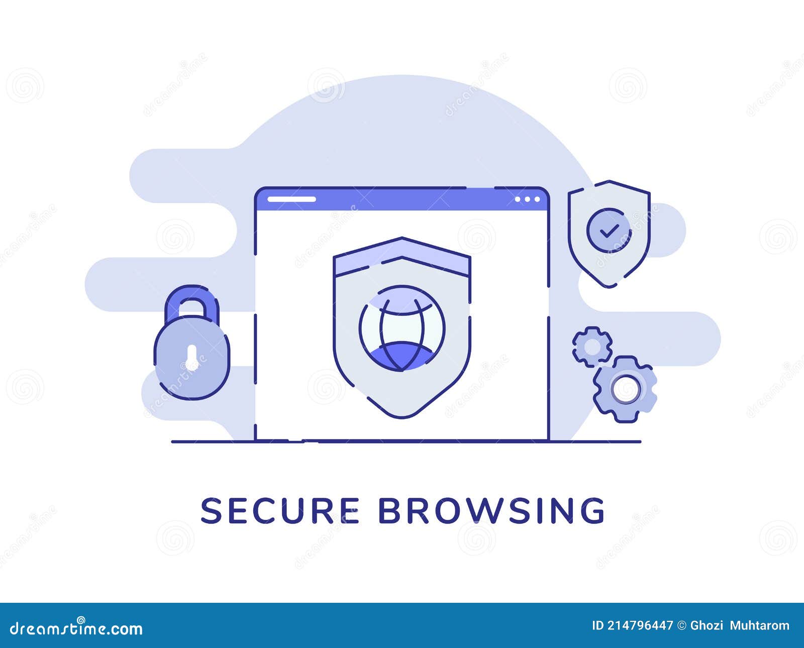 Secure Browsing Concept Internet Shield Around Padlock Gear White ...