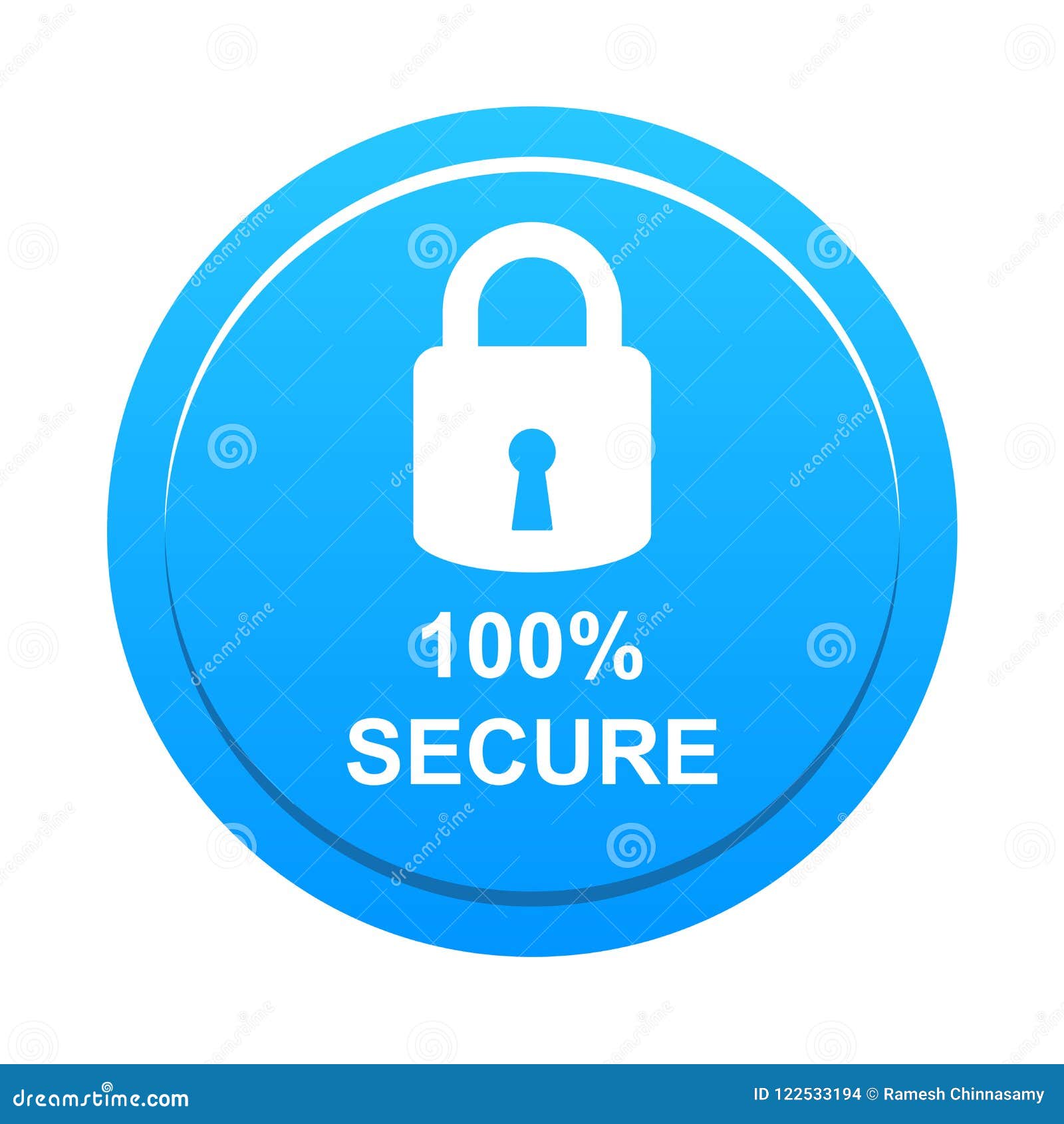 100 secure button stock vector. Illustration of lock - 122533194