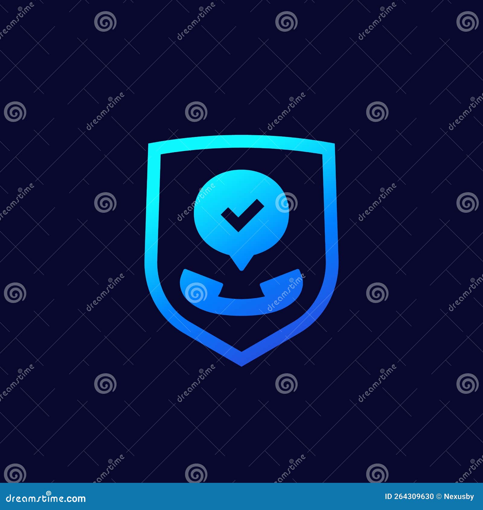 Secure Call Icon with Phone Tube and Shield Stock Vector - Illustration ...