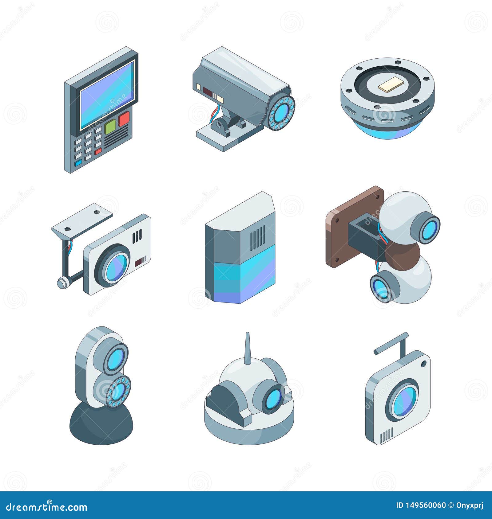 Secure Cam Isometric. Cctv Home Security Cameras Electronic Systems ...
