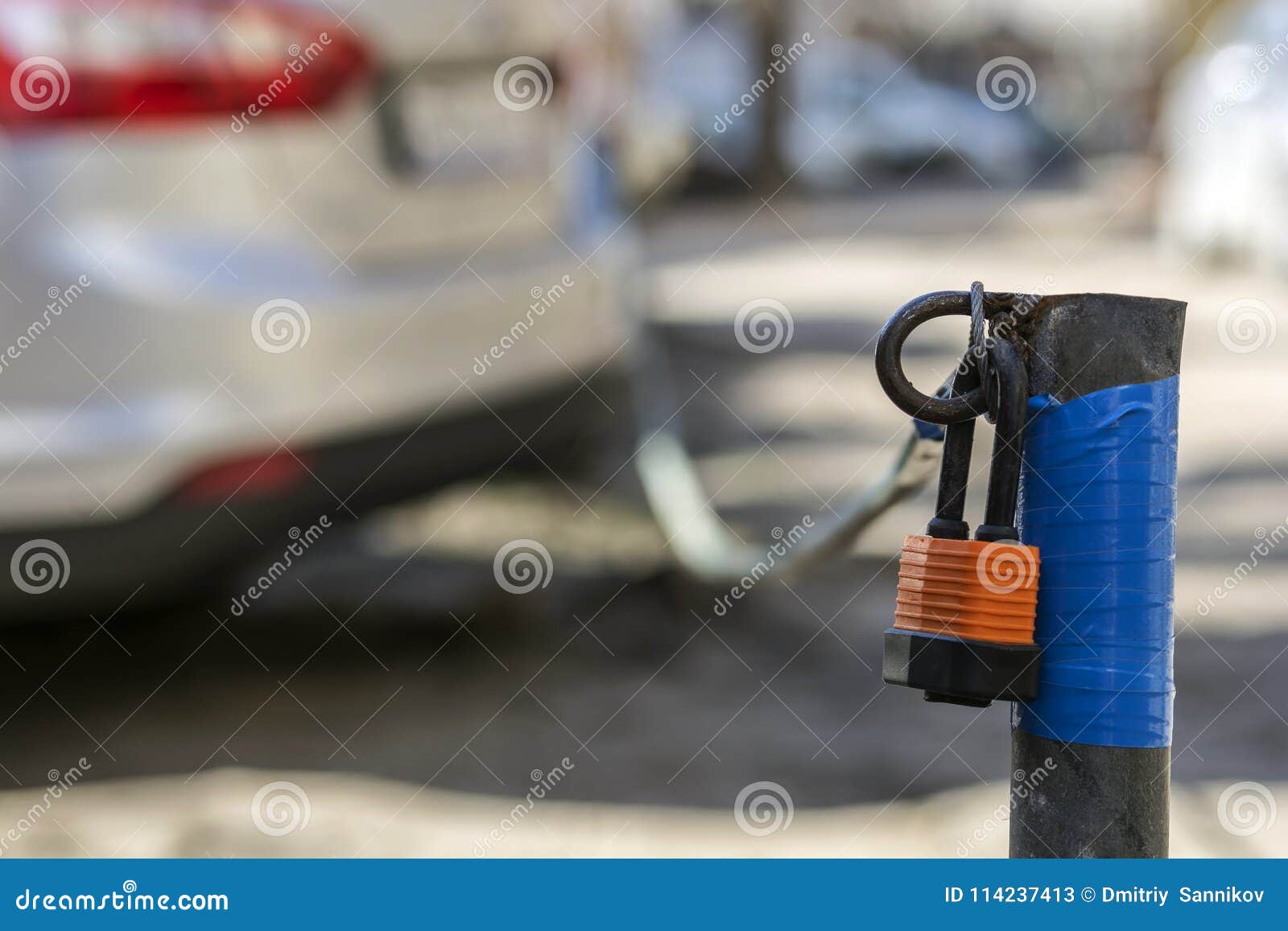 Tensioned Cable On The Hook. Clamps And Tensioning Cables. Royalty-Free ...