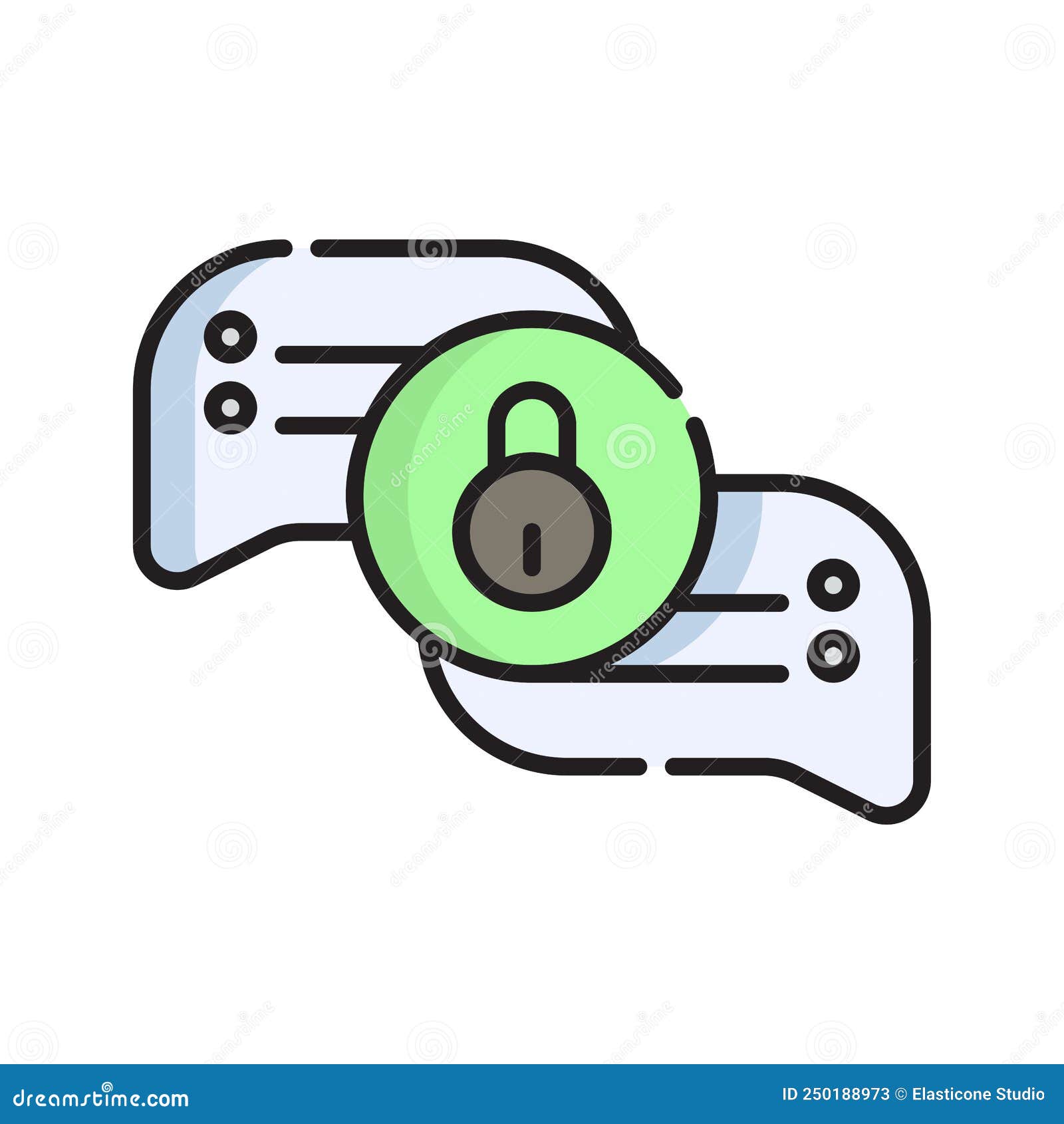 Secure Chat Icon Vector Illustration. Flat Outline Cartoon. Cyber ...
