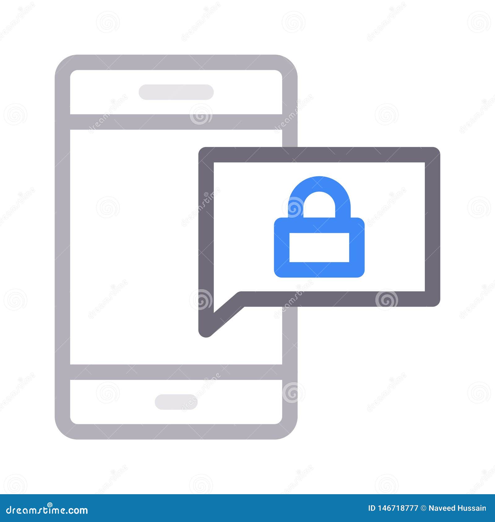 Secure Chat Thin Line Color Vector Icon Stock Vector - Illustration of ...