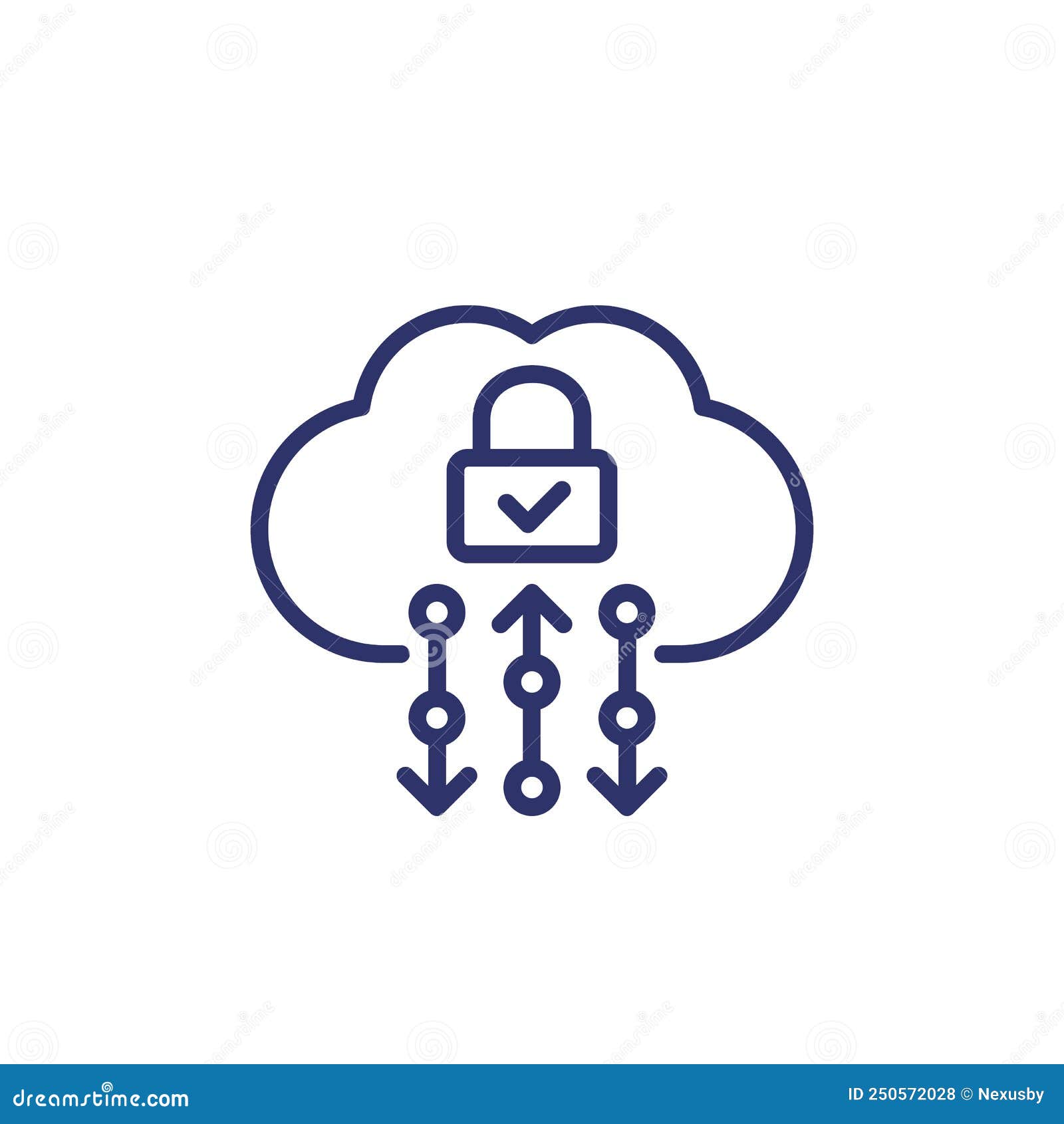 Secure Cloud Access, Protected Hosting Line Icon Stock Vector ...