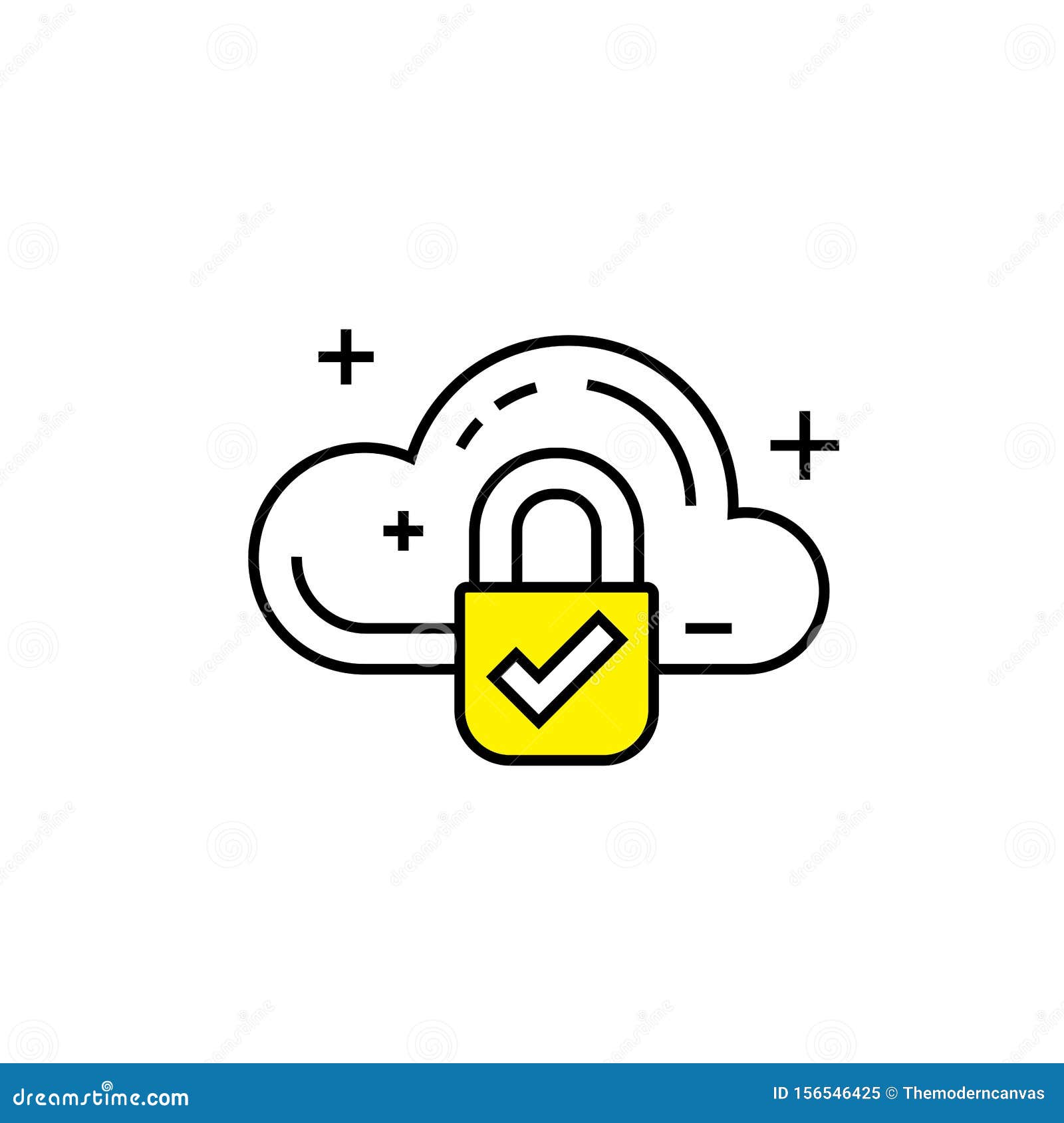 Secure cloud line icon stock vector. Illustration of networking - 156546425