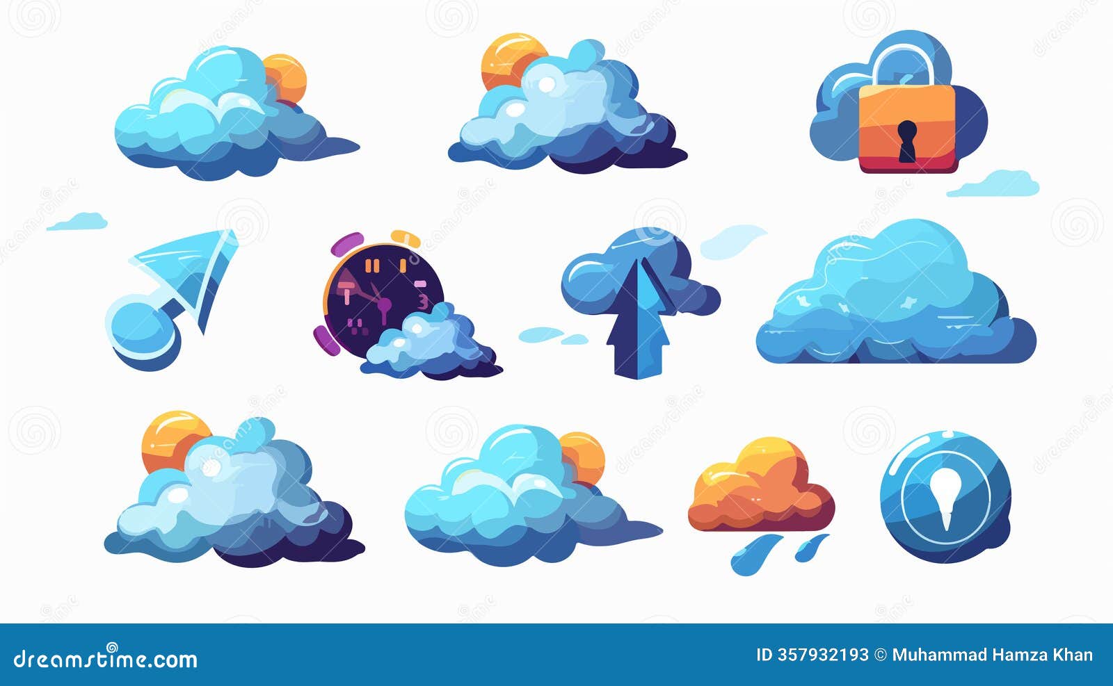 Secure Cloud Network Security Cartoon Illustration, Data Protection ...