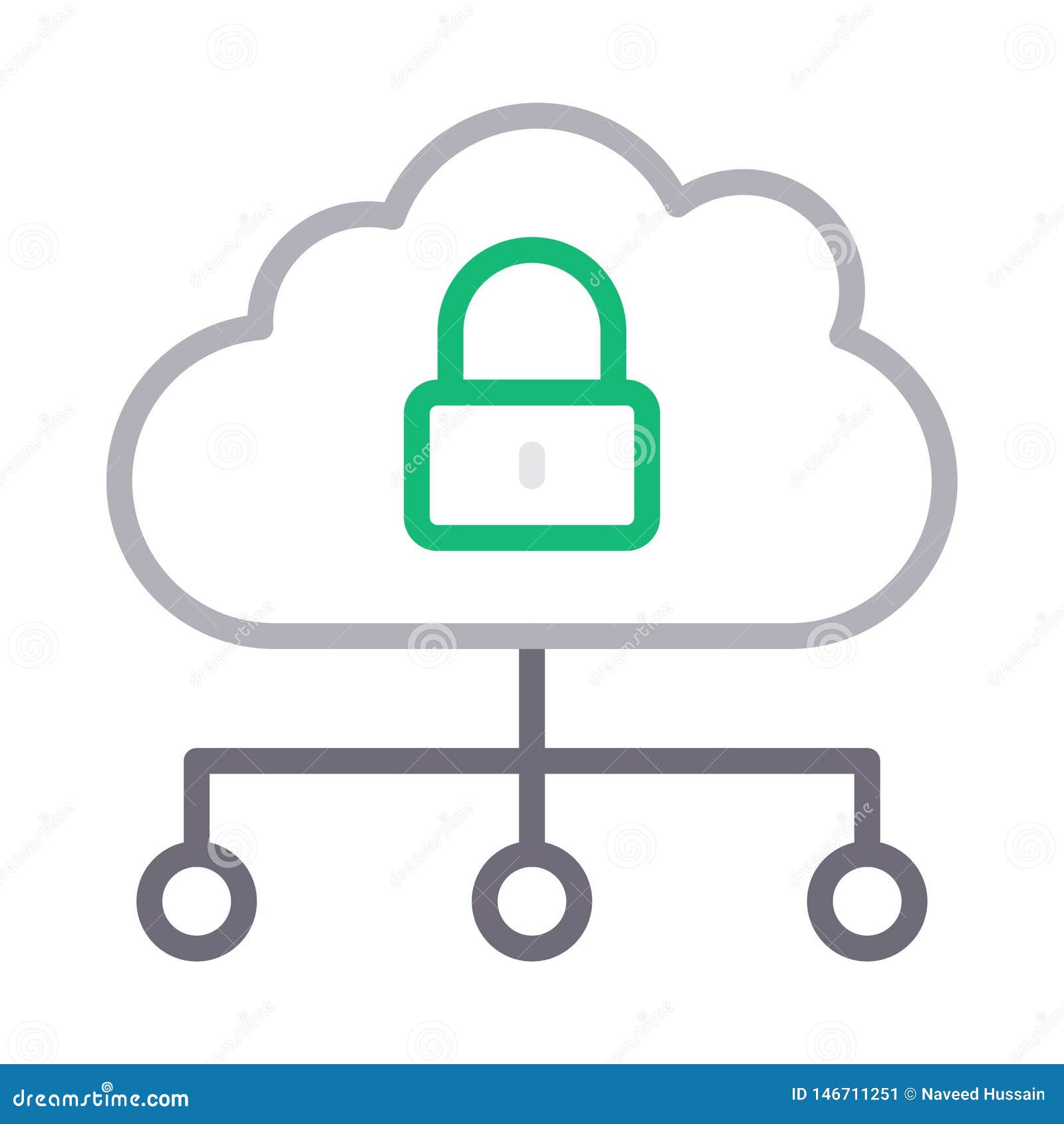 Secure Cloud Network Thin Line Color Vector Icon Stock Vector ...