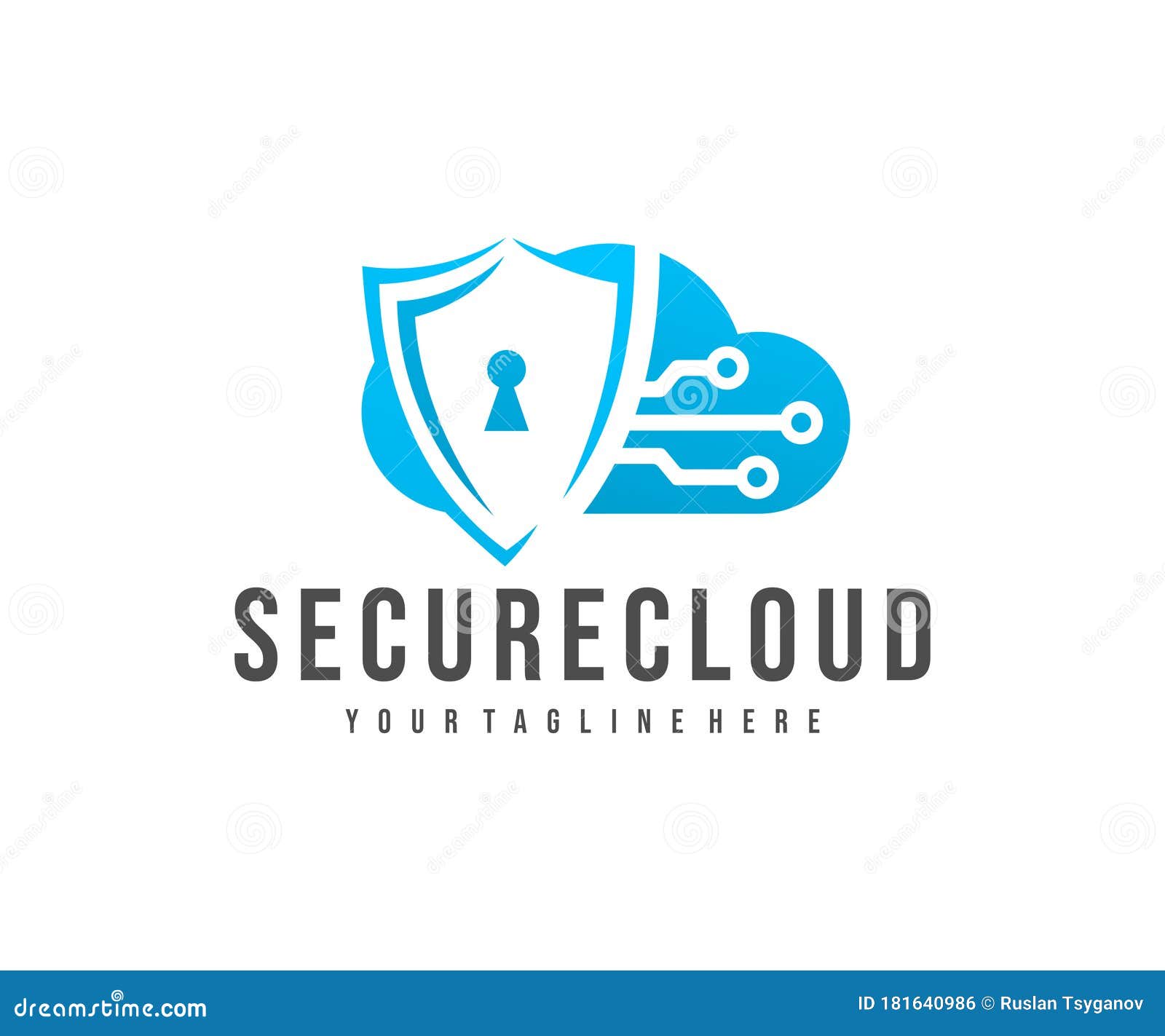 Secure Cloud Storage, Cloud, Shield And Circuit, Logo Design. Cloud ...