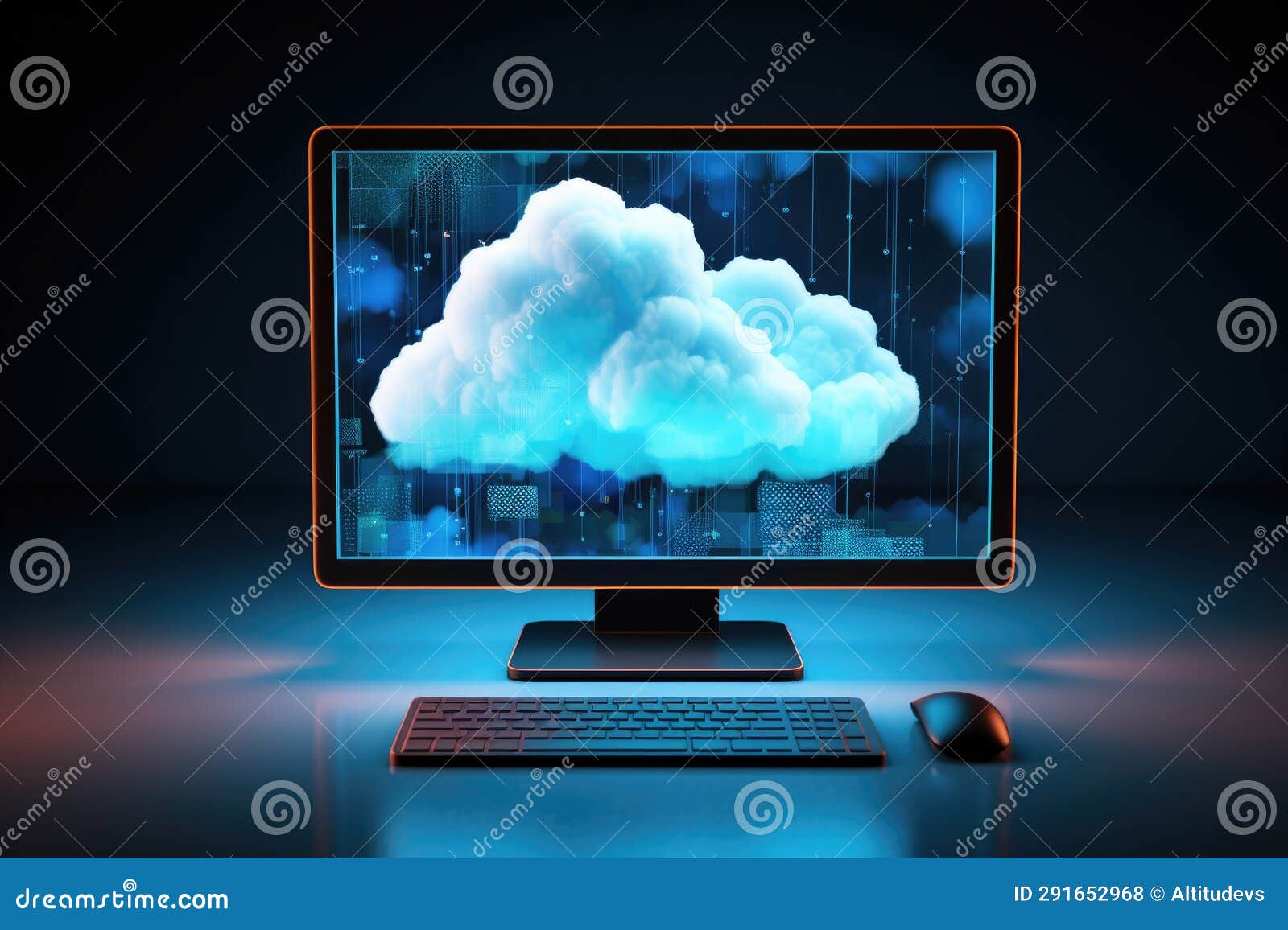Secure Cloud Storage Symbol on a Computer Screen Stock Photo - Image of ...