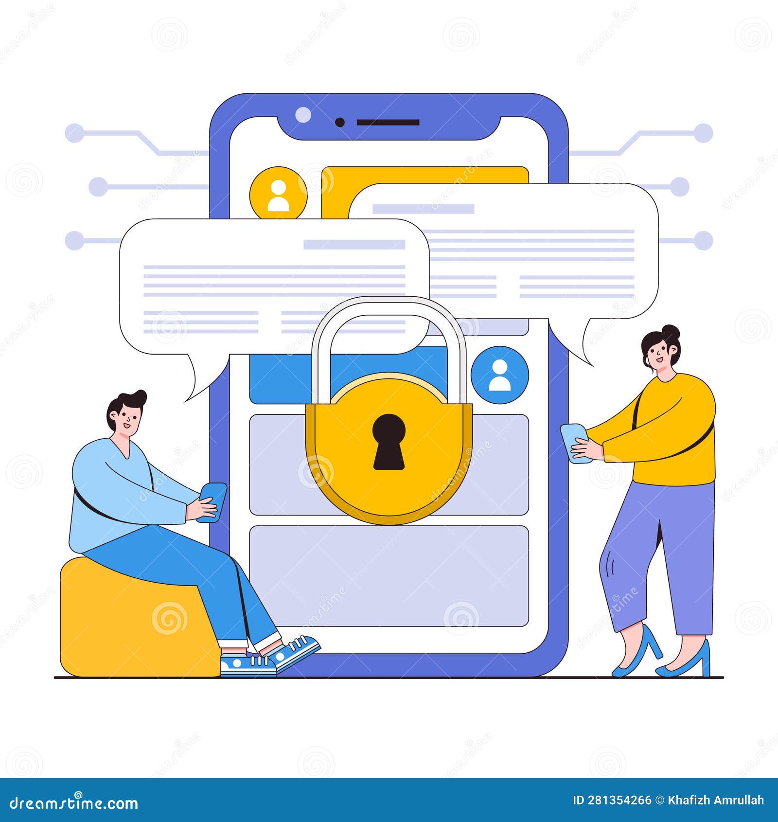 Secure Communication Vector Illustration Concept with Characters ...