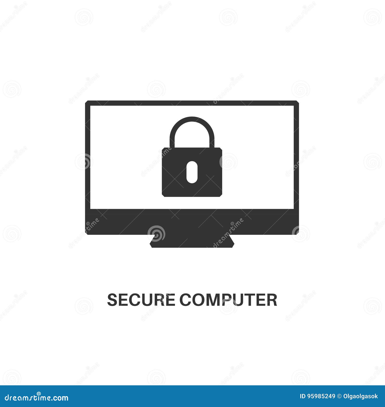 Secure computer icon stock vector. Illustration of isolated - 95985249