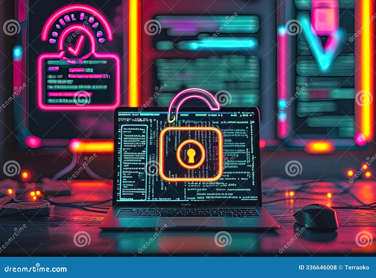 Secure Connection Concept or Cyber Security Service Lock with Login and ...