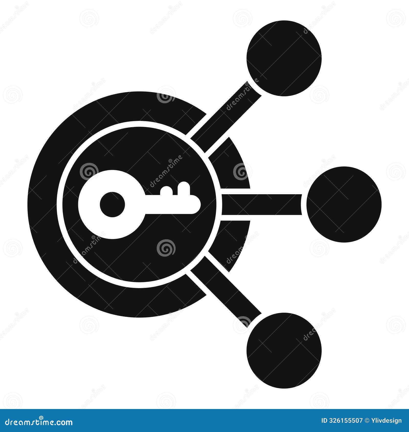 Secure Connection Icon Showing a Key Connecting Three Circles Stock ...