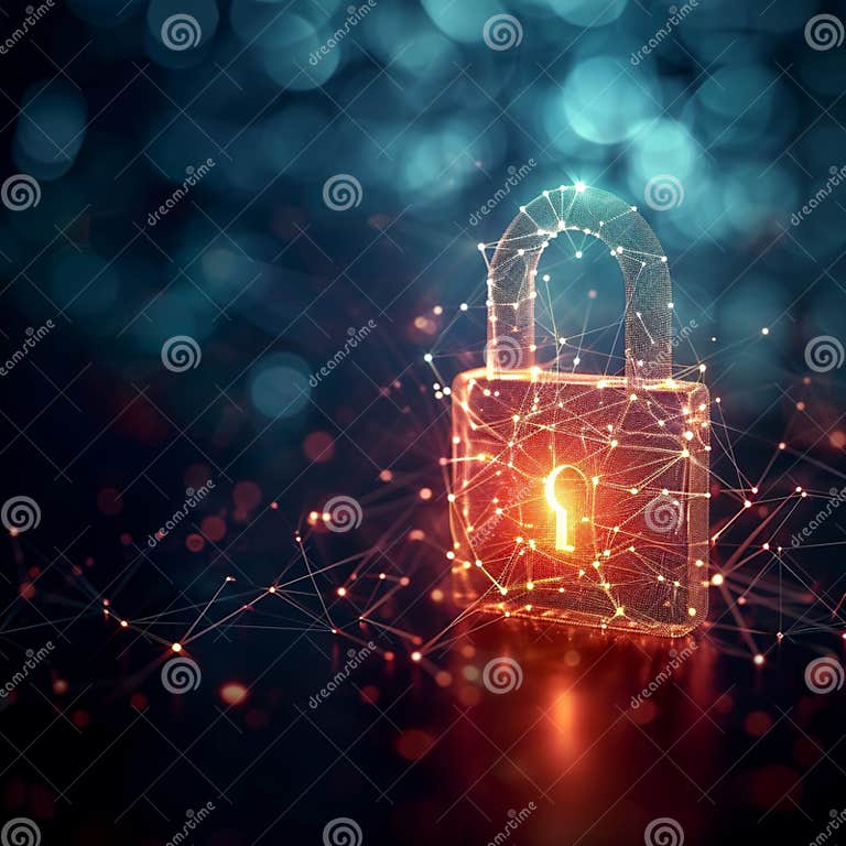 Secure Connection Padlock on a Background Representing Network Security Stock Illustration ...