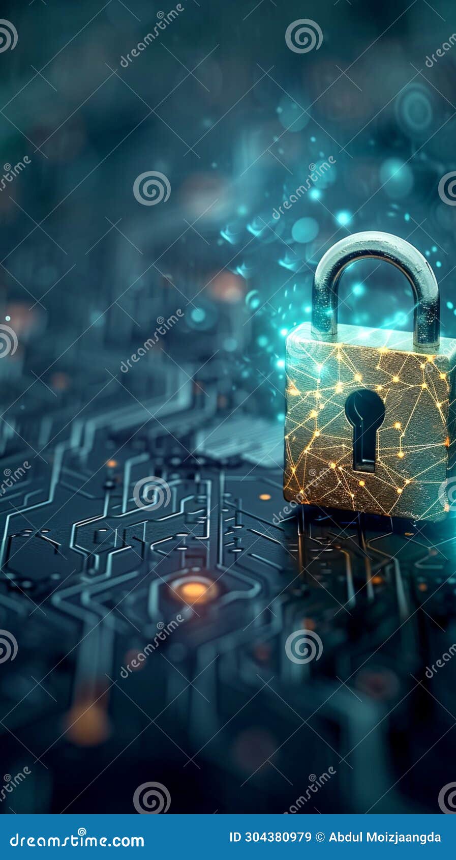 Secure Connection Padlock on a Background Representing Network Security Stock Illustration ...