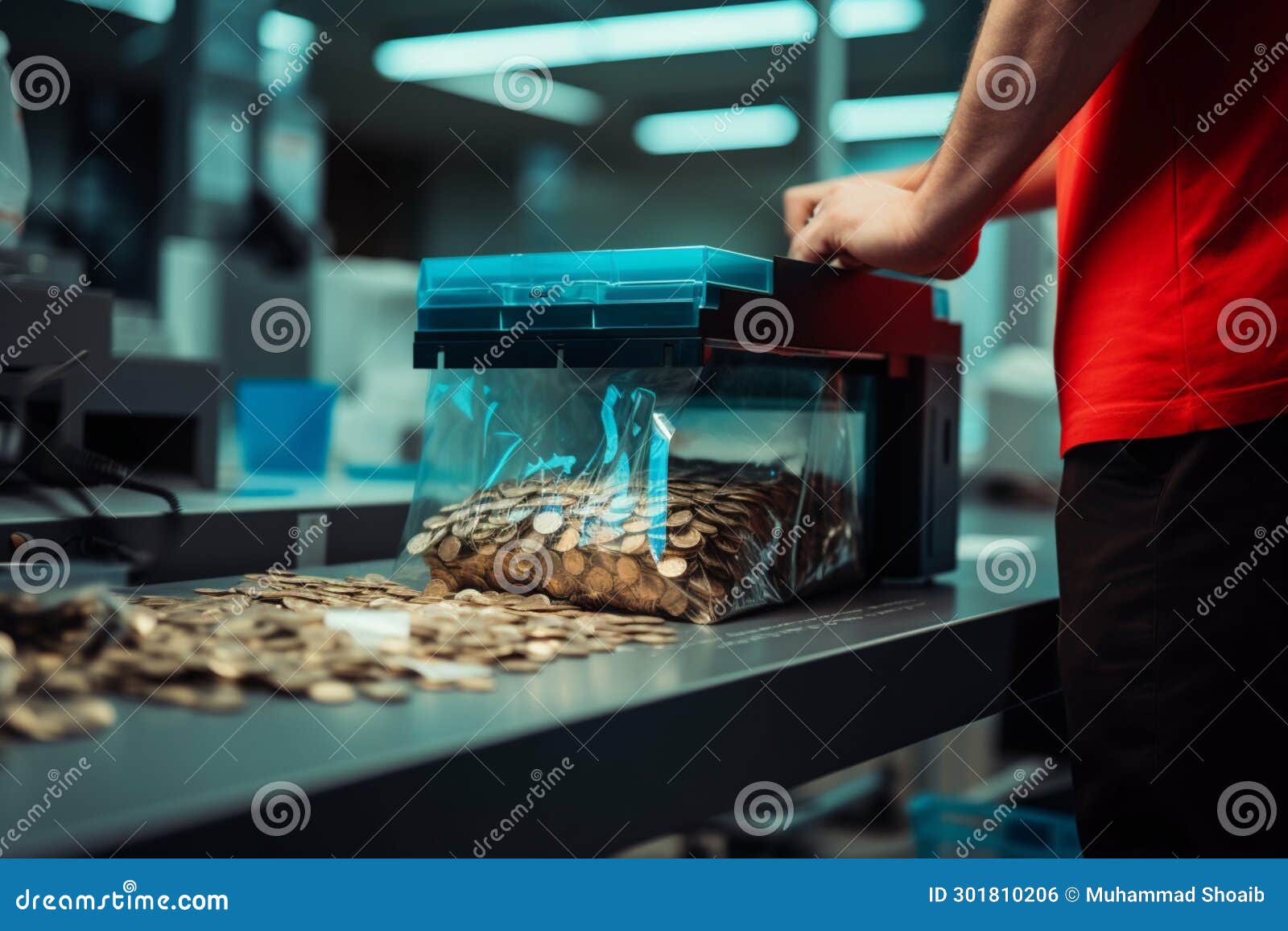 Secure Counting Bank Employees Use Machine for Sorting Iron Banknotes ...