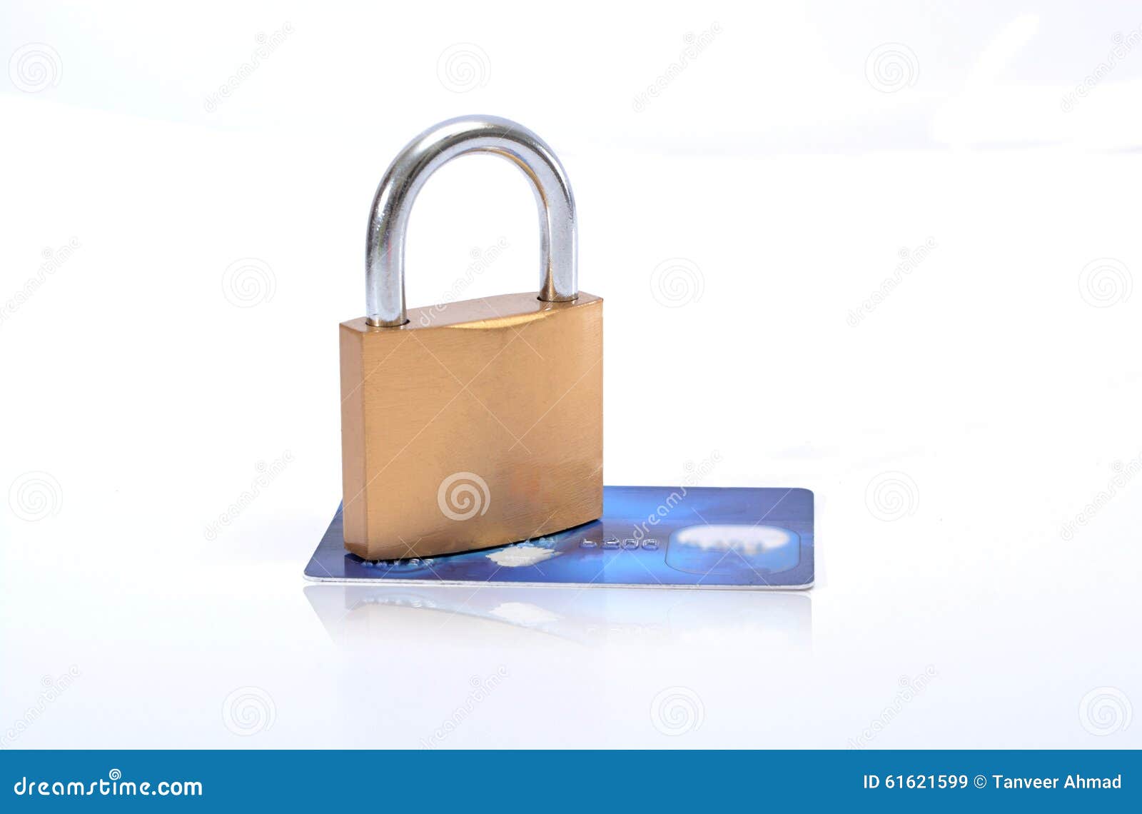 Secure Credit Card with Lock Isolated on White Stock Image - Image of ...