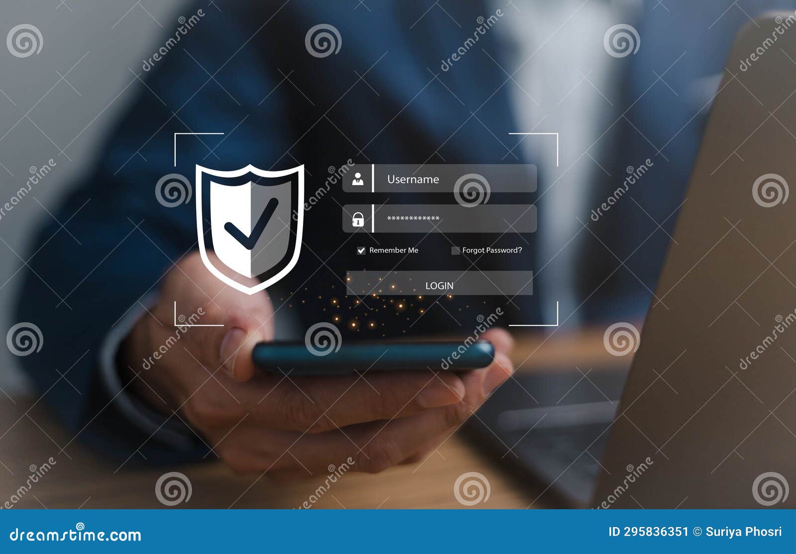 Secure Cyber Password Protect, Person Use Smartphone Login Online Web ...