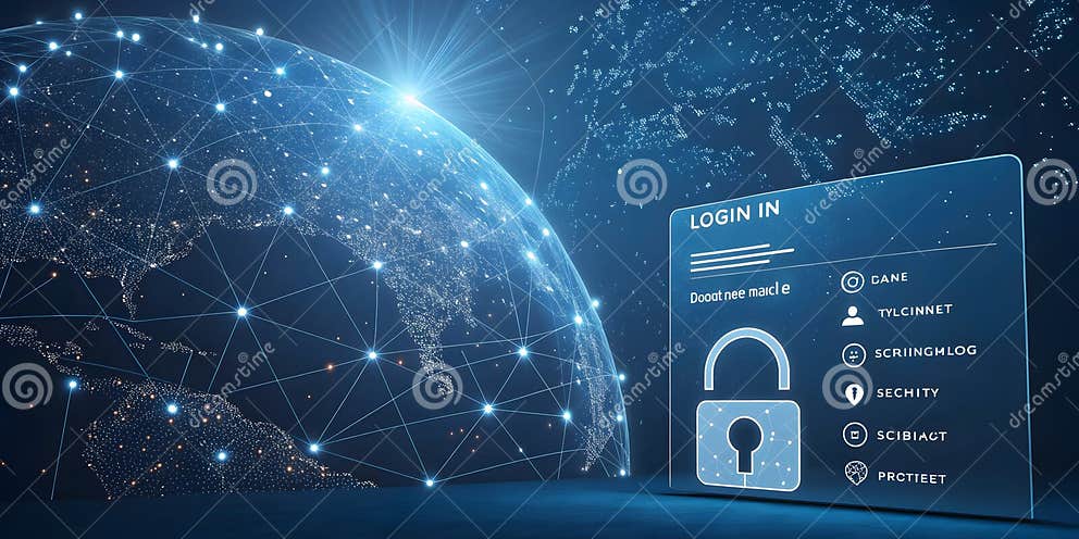 Secure Cyber Security Network with Padlock Icon, Cybersecurity and Information Technology ...