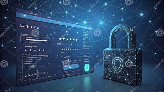 Secure Cyber Security Network with Padlock Icon, Cybersecurity and Information Technology ...