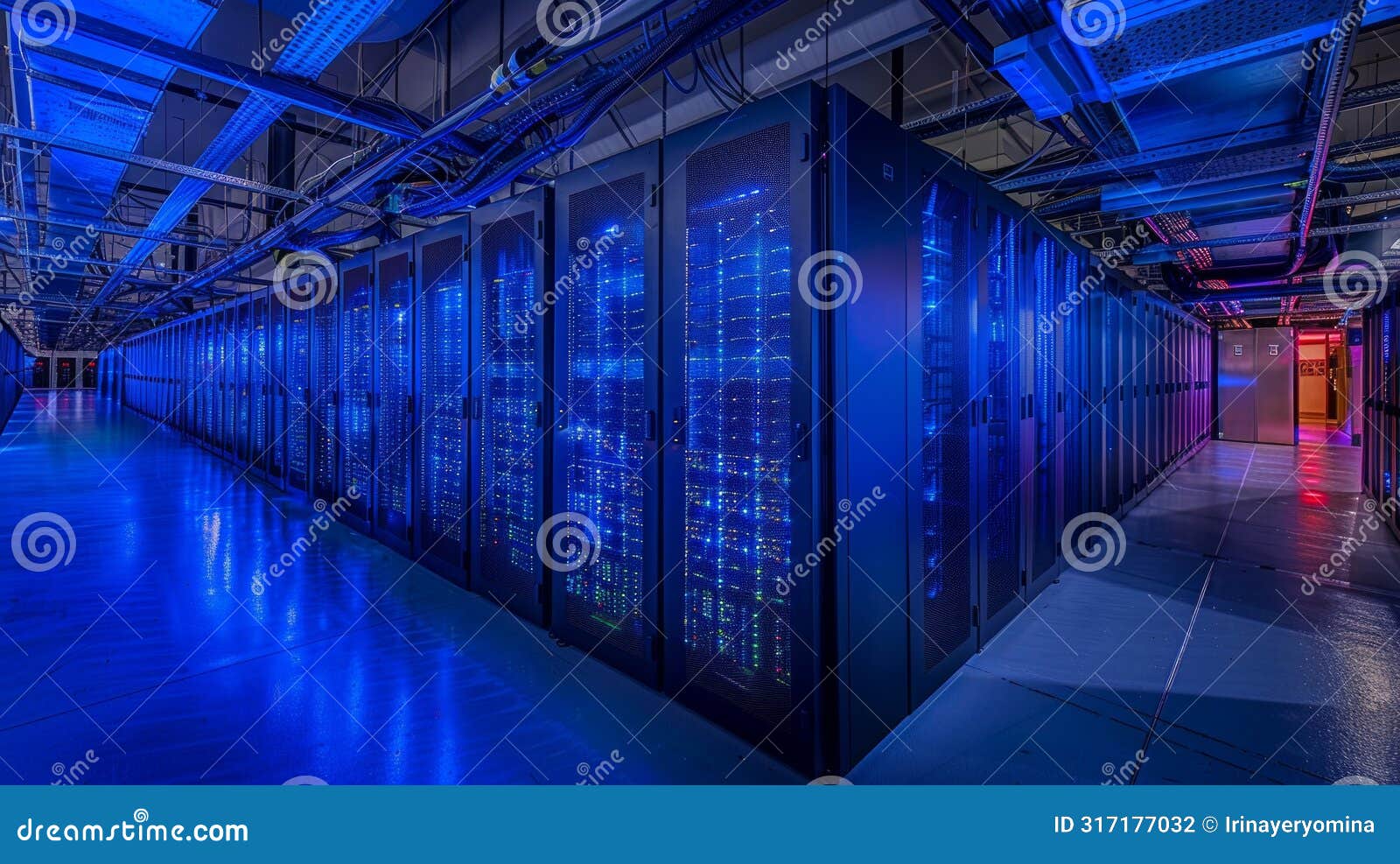 Secure Data Center Servers in Cool Blue Illumination Stock Photo ...
