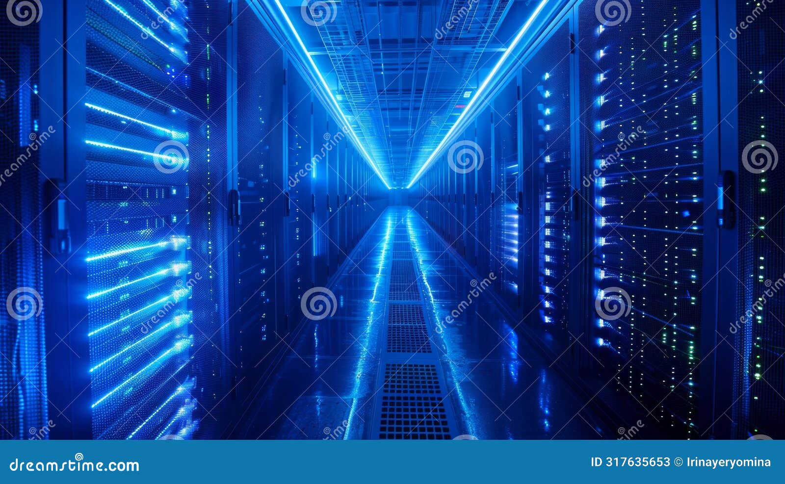 Secure Data Center Servers in Cool Blue Illumination Stock Image ...