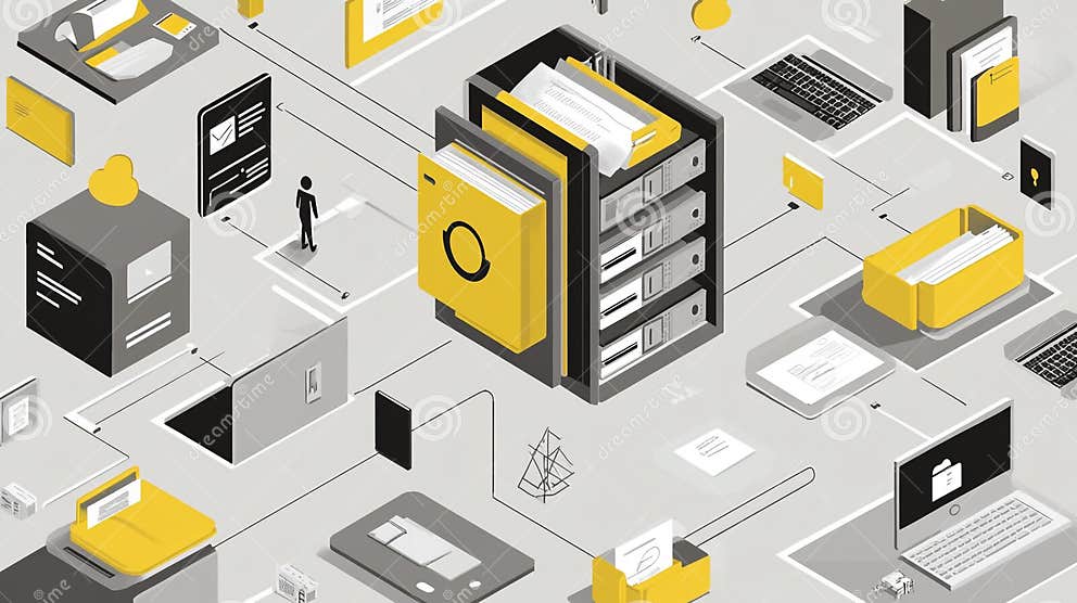Secure Data Storage and Network Connectivity Isometric Illustration ...