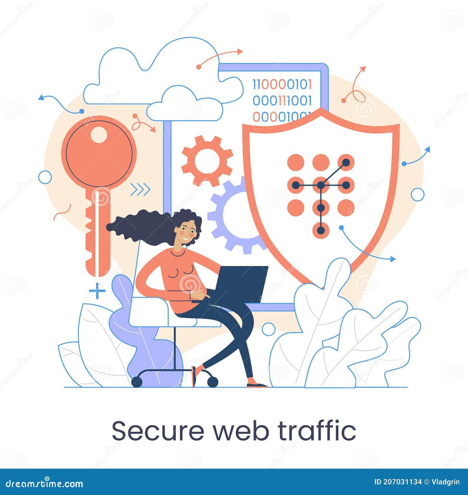 Secure Data Transmission Concept. Access Right. Safe File Sharing ...