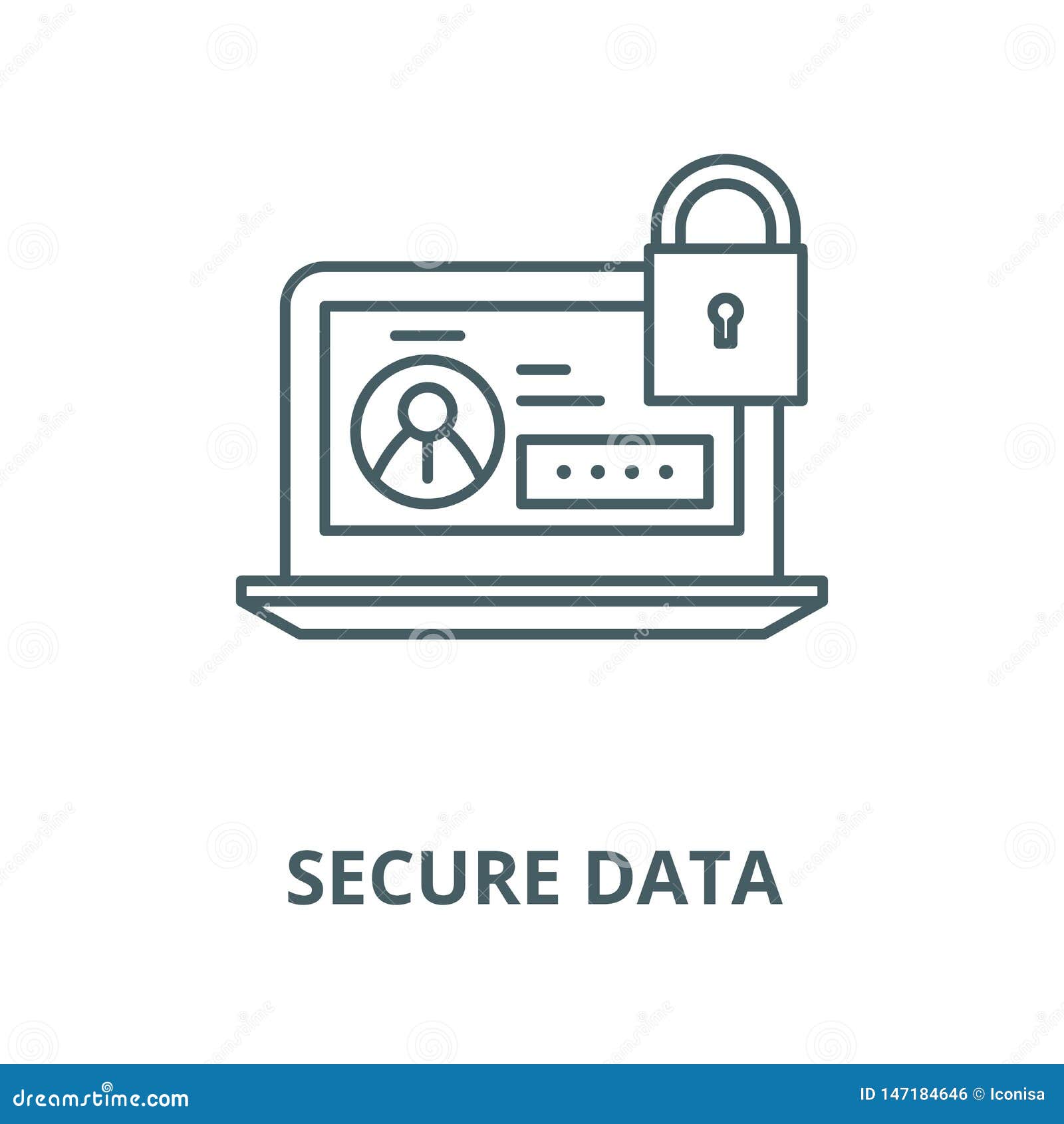 Secure Data Vector Line Icon, Linear Concept, Outline Sign, Symbol ...