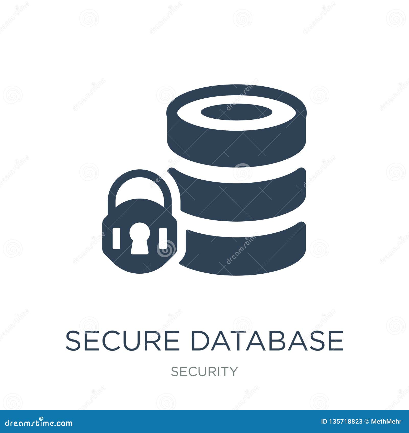 Secure Database Icon In Trendy Design Style Secure Database Icon Isolated On White Background