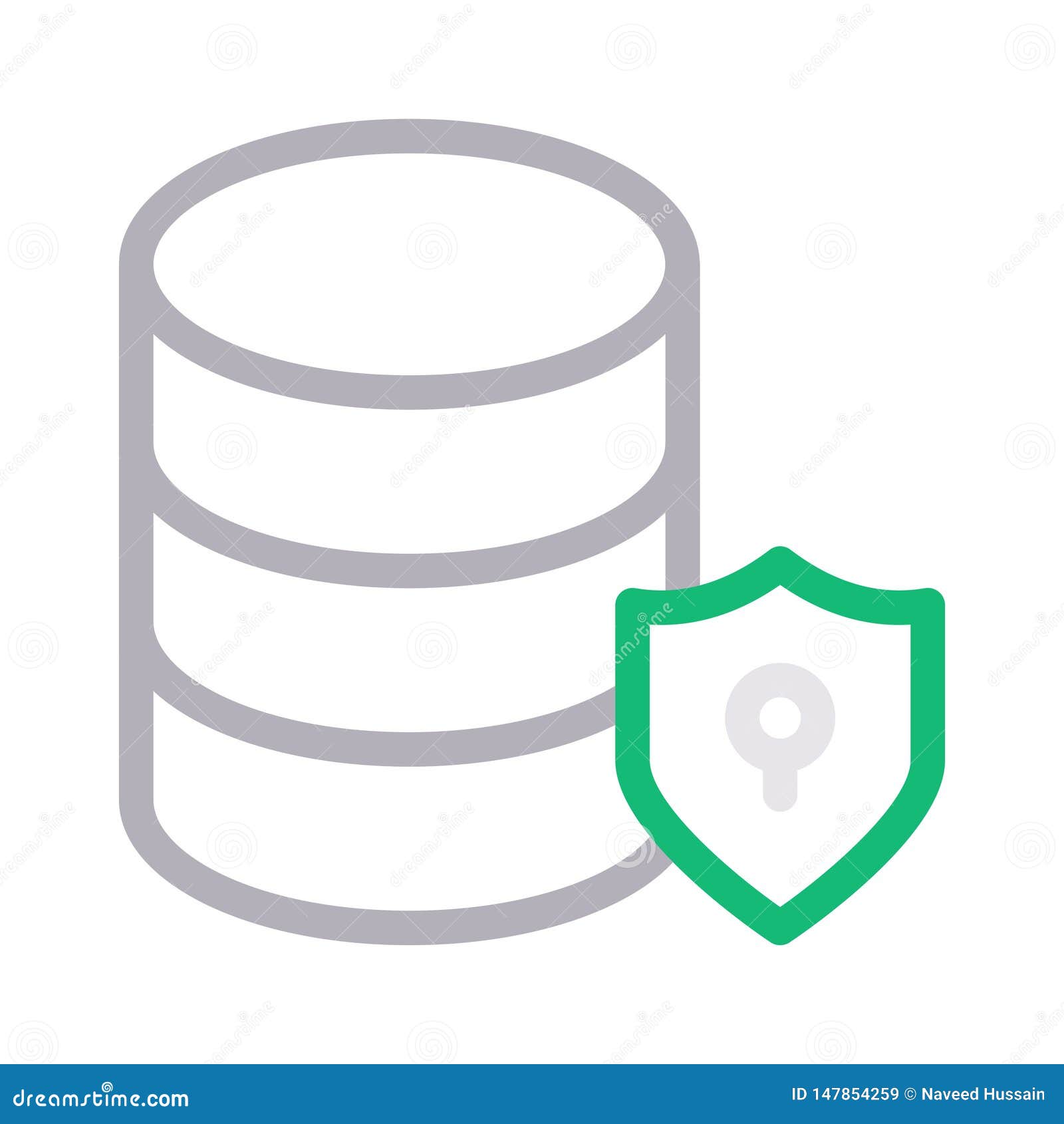 Secure Database Thin Color Line Vector Icon Stock Illustration ...