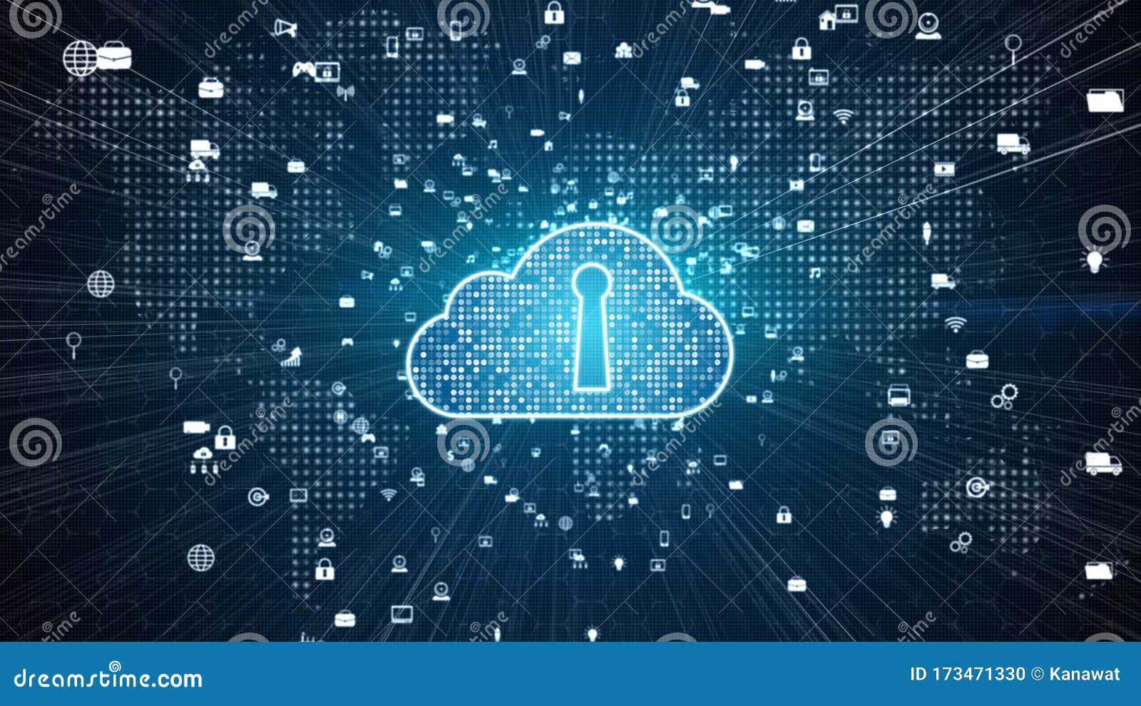 Secure Digital Environment With Laptop And Cybersecurity Graphics Stock ...