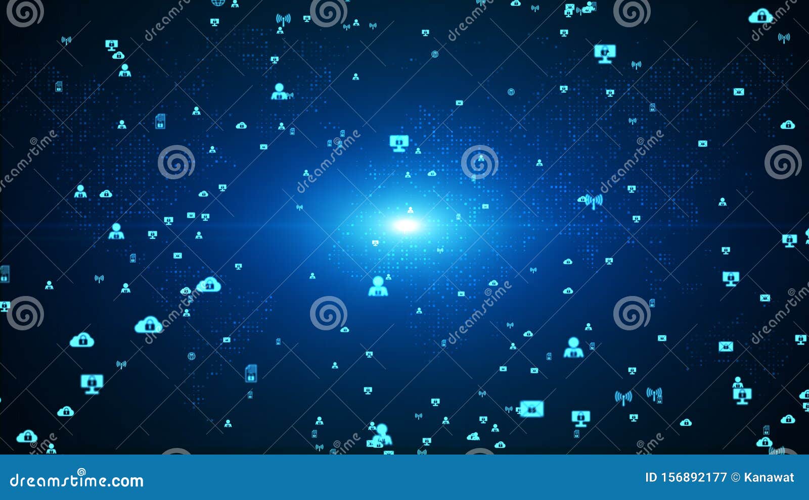 Secure Digital Environment With Laptop And Cybersecurity Graphics Stock ...