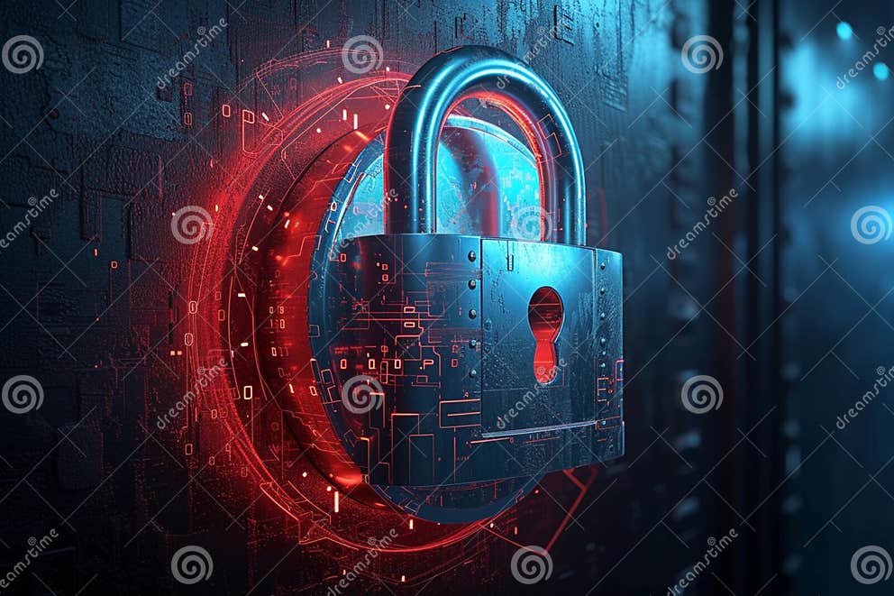 Secure Digital Environment 3D Padlock Symbolizes Cyber Security Concept ...